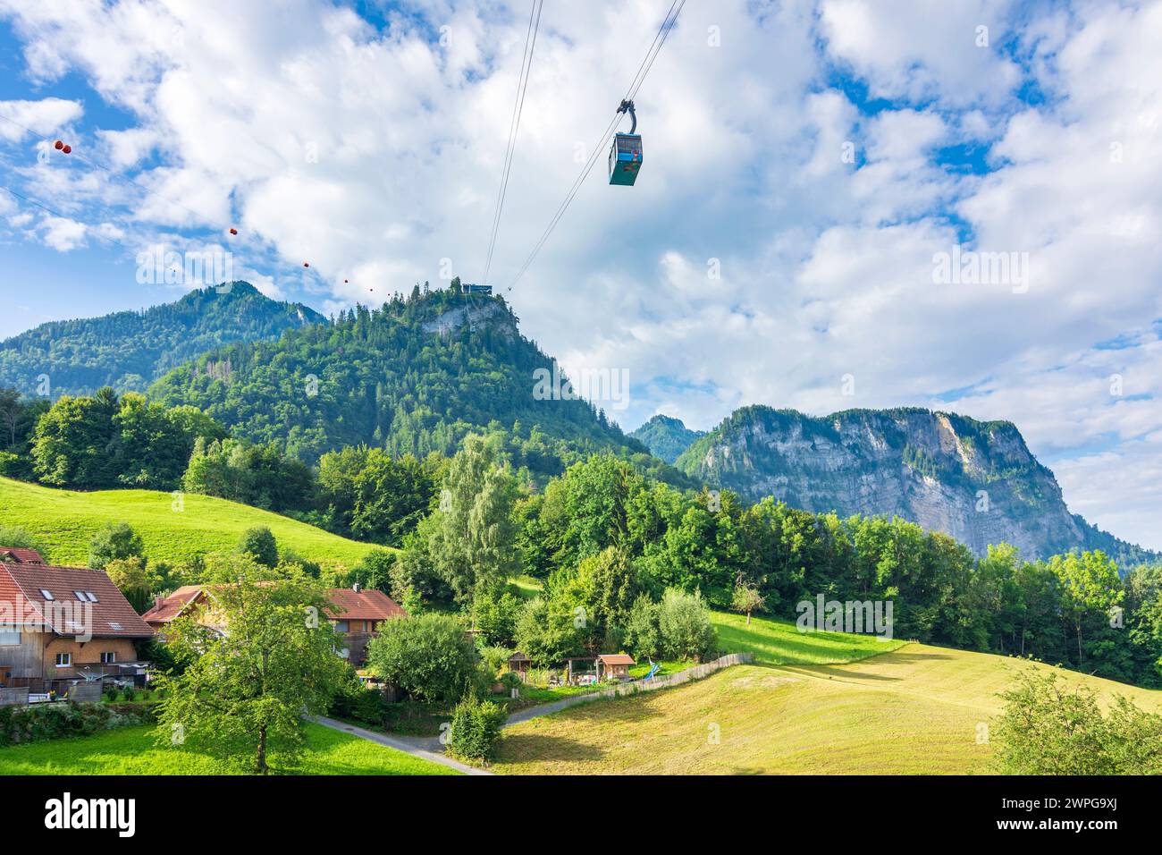 cable car Karrenseilbahn to mountain Karren, hamlet Bürgle Dornbirn ...