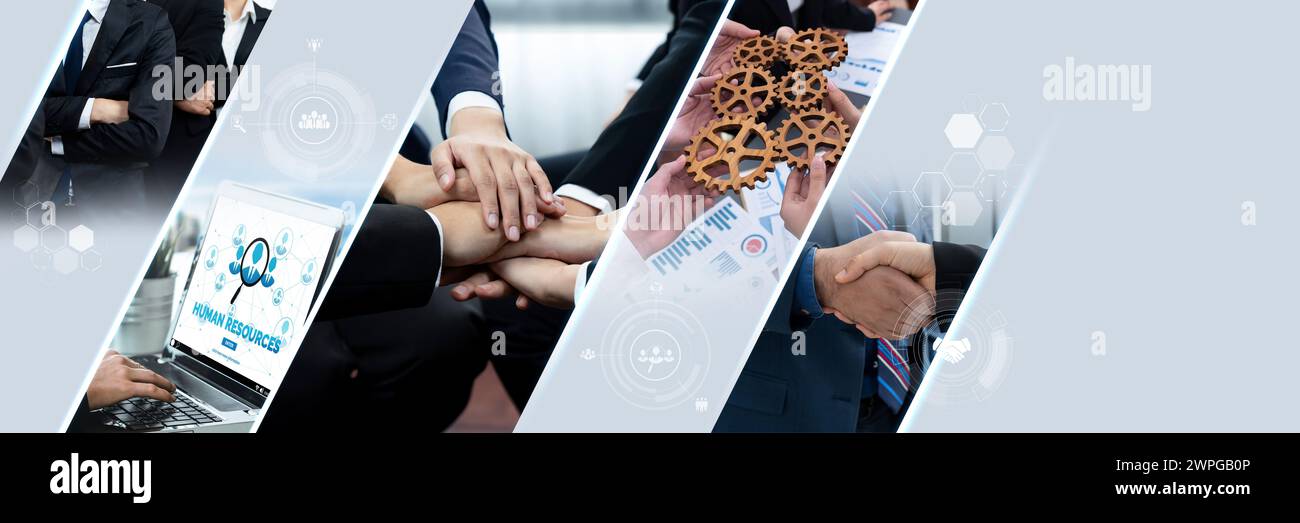 Teamwork and human resources HR management technology concept in ...