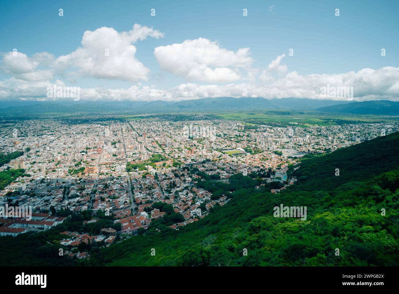 Top view of the city, streets and houses with tiled roofs. Salta ...