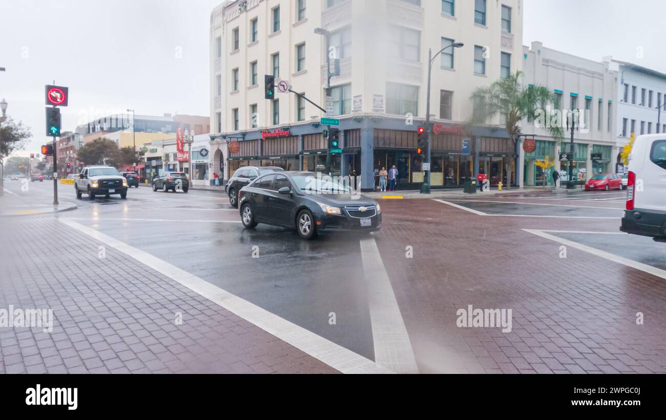 Strolling Downtown Pasadena Streets on Gloomy Winter Day Stock Photo ...