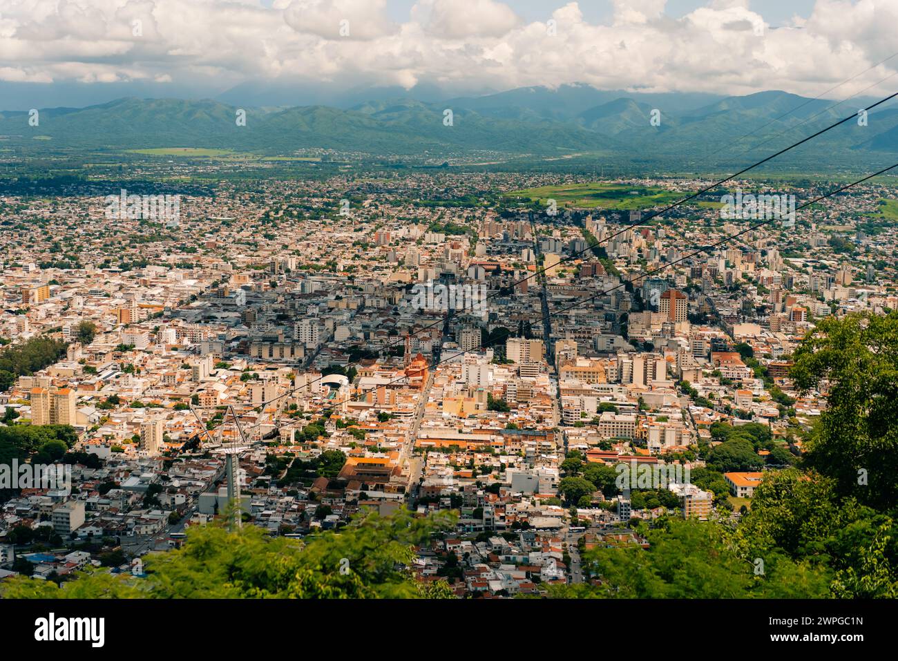 Top view of the city, streets and houses with tiled roofs. Salta ...