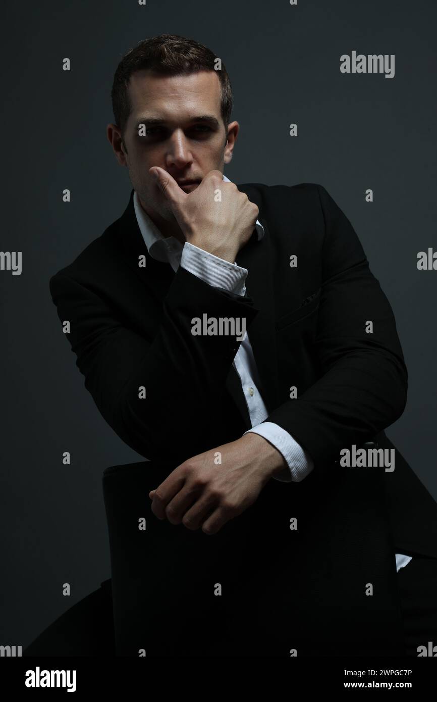 Attractive Male Model in suit Stock Photo - Alamy