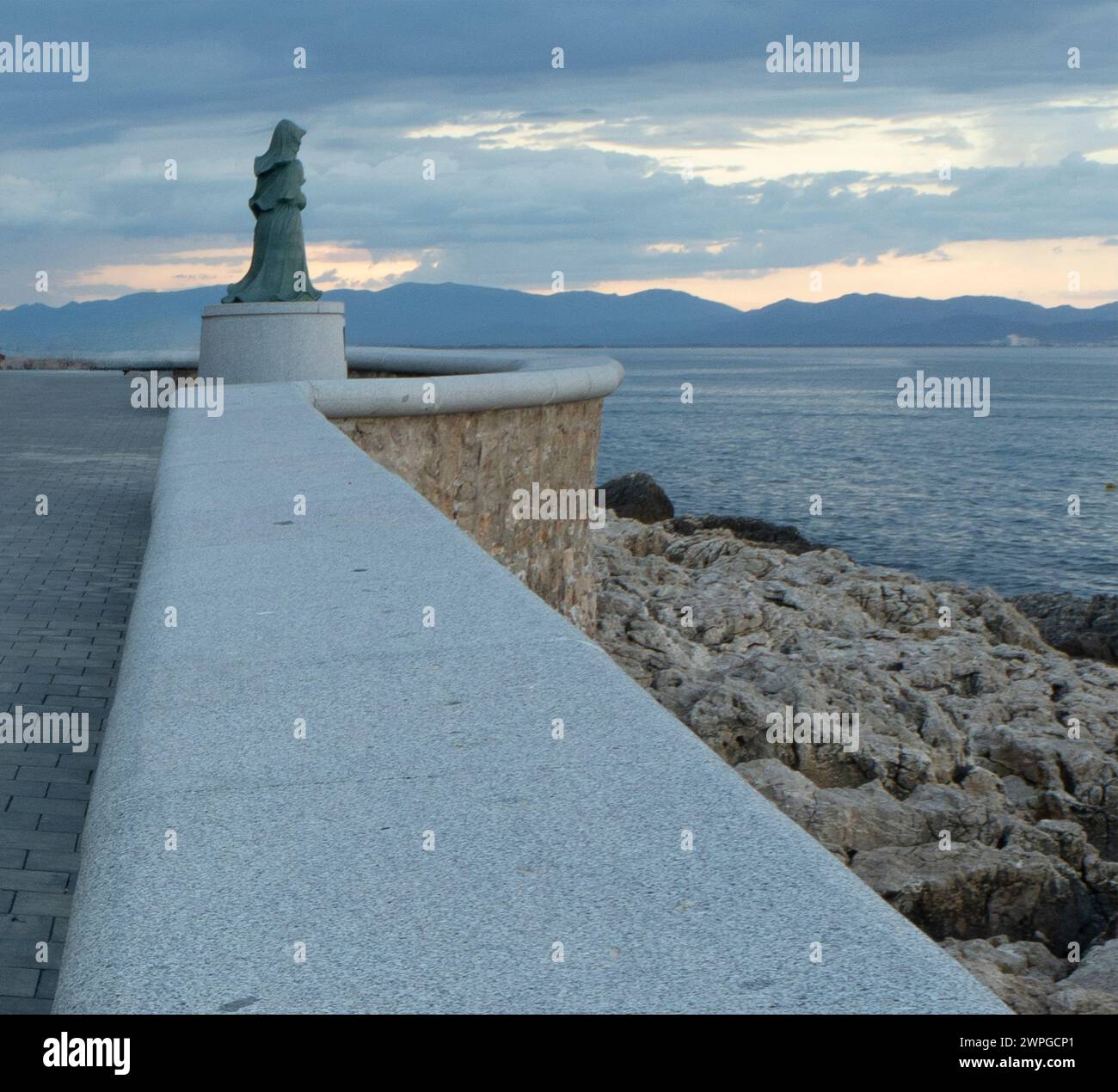 Retaining wall on the coast of the Mediterranean Sea with geometric ...