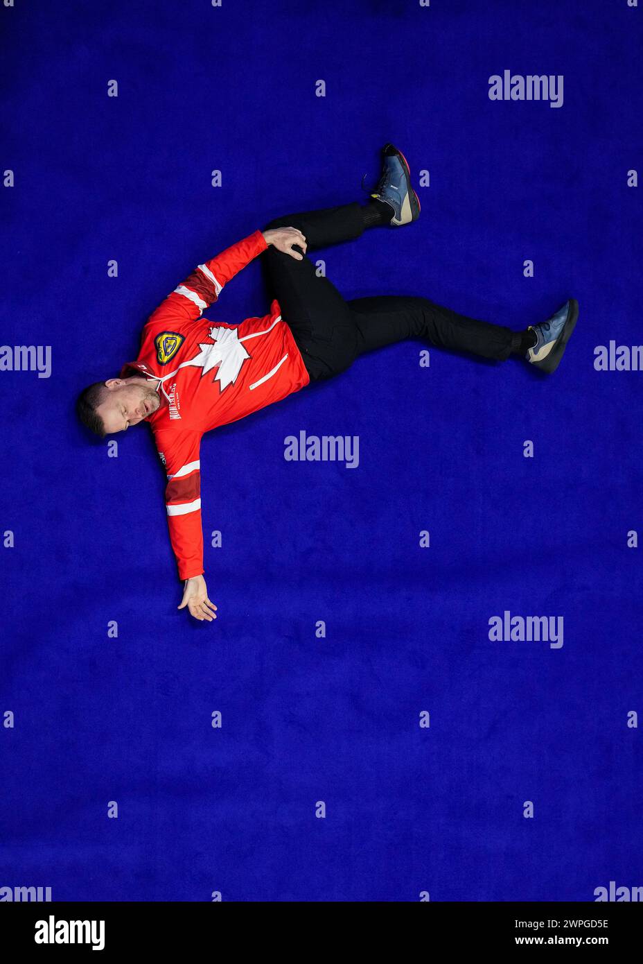 Regina, Canada. 07th Mar, 2024. Team Canada skip Brad Gushue stretches ...