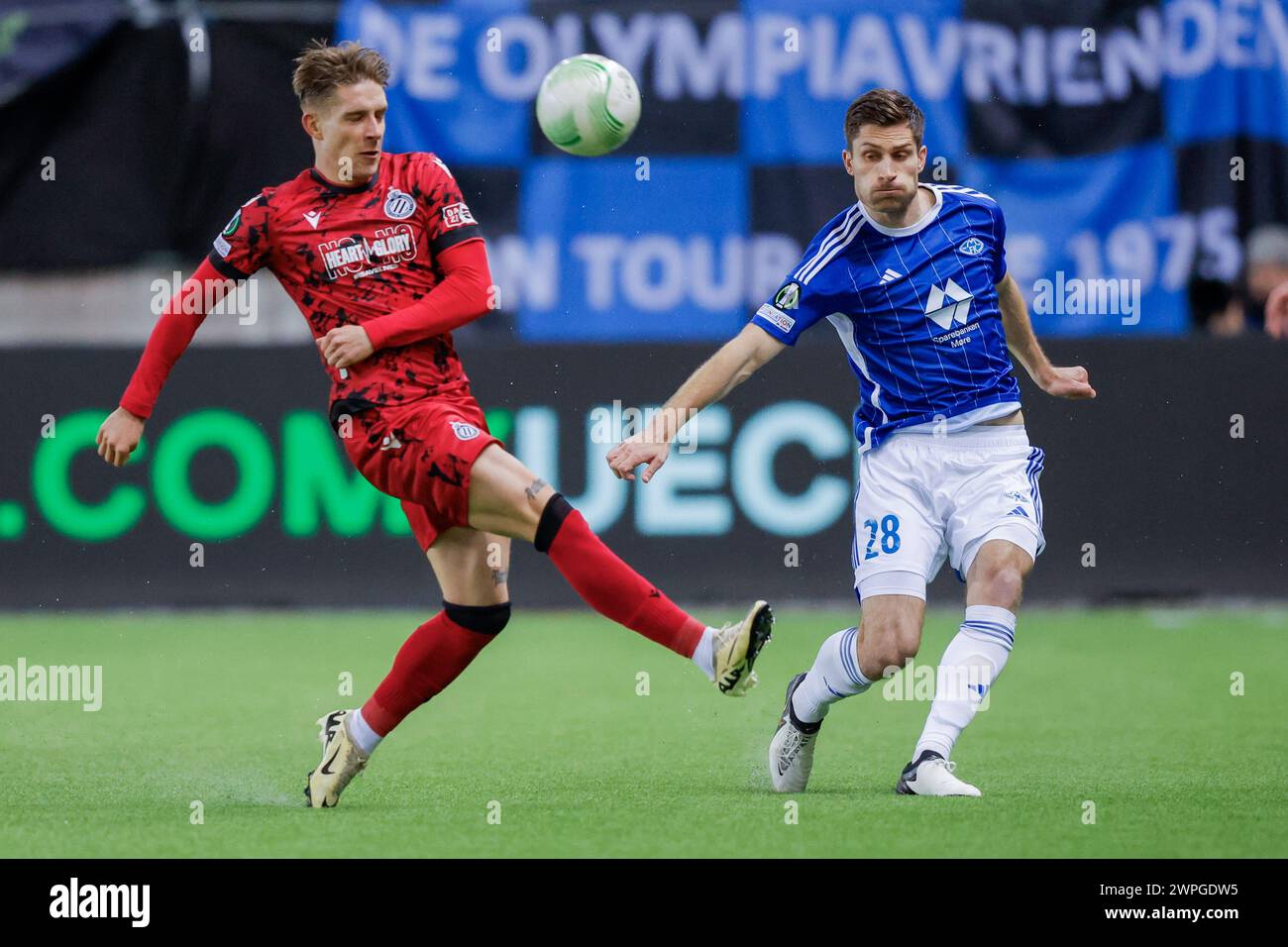 Molde, Norway. 07th Mar, 2024. Club's Michal Skoras and Molde's ...
