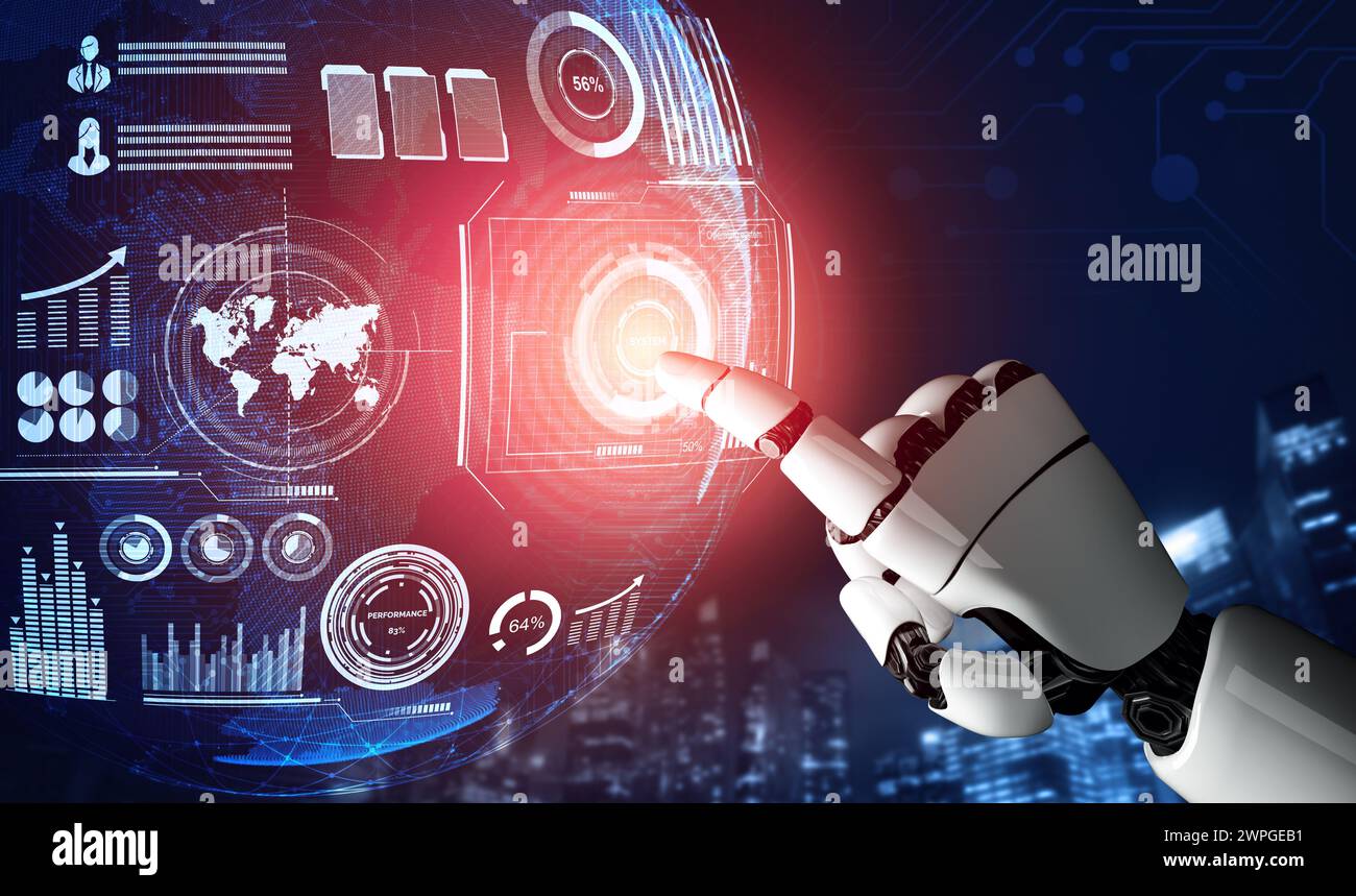 XAI 3D Rendering futuristic robot technology development, artificial intelligence AI, and ...