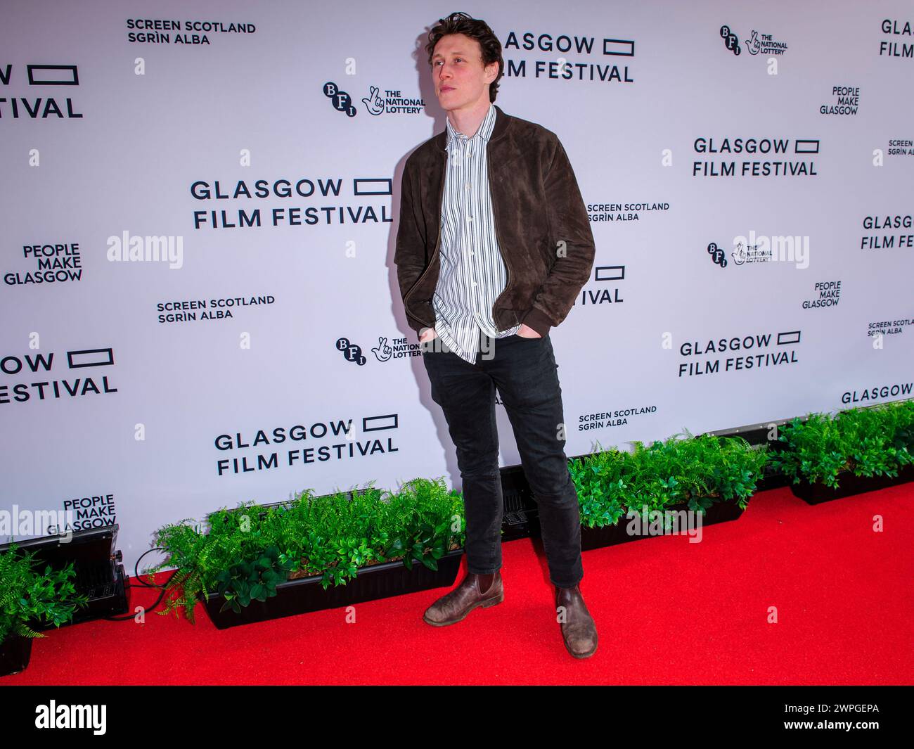 Glasgow, Scotland, UK. 7th Mar, 2024. Actor, George MacKay, on the red ...