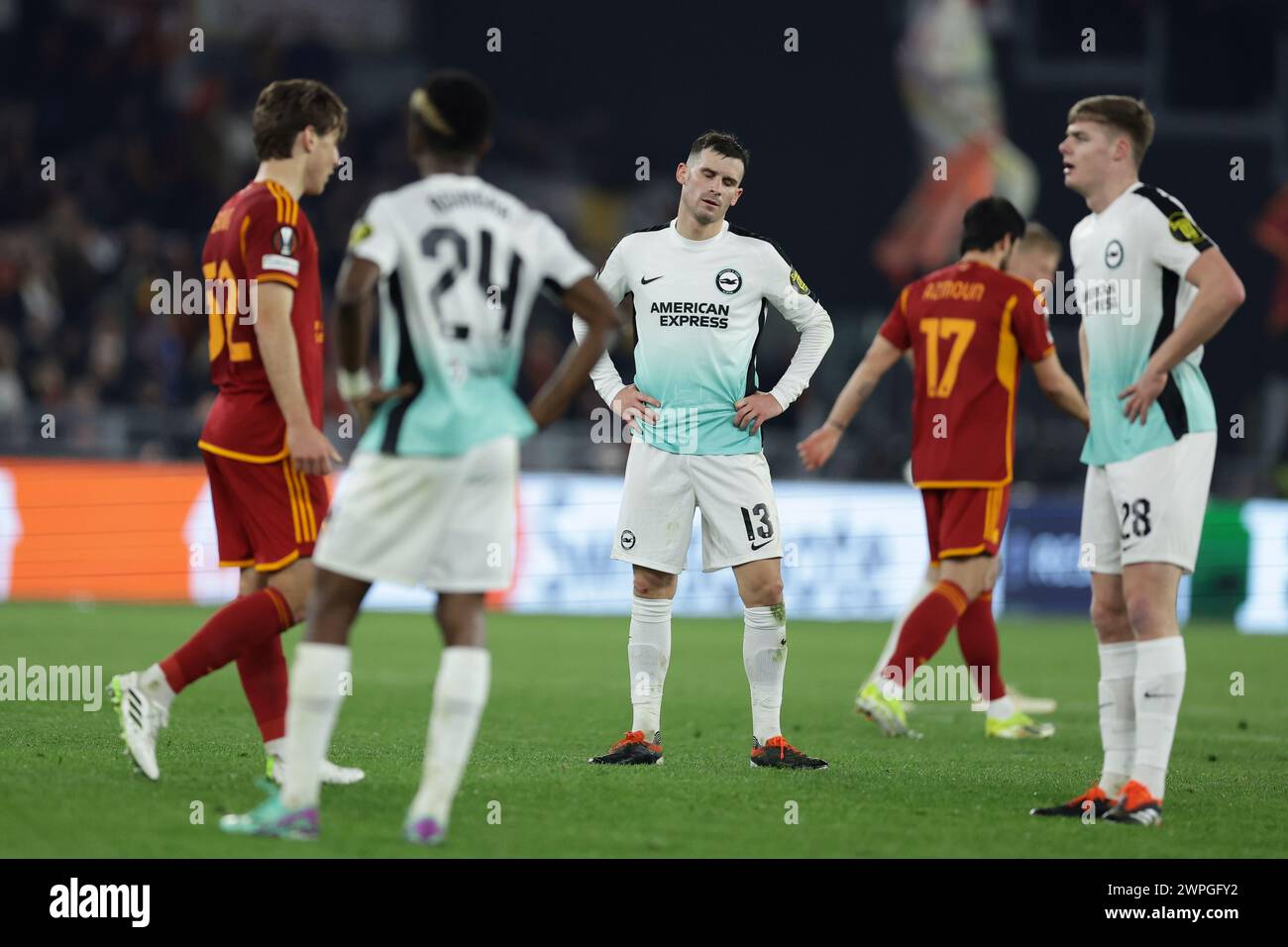 Brighton looks dejected during UEFA Europa League Round of 16 first leg ...