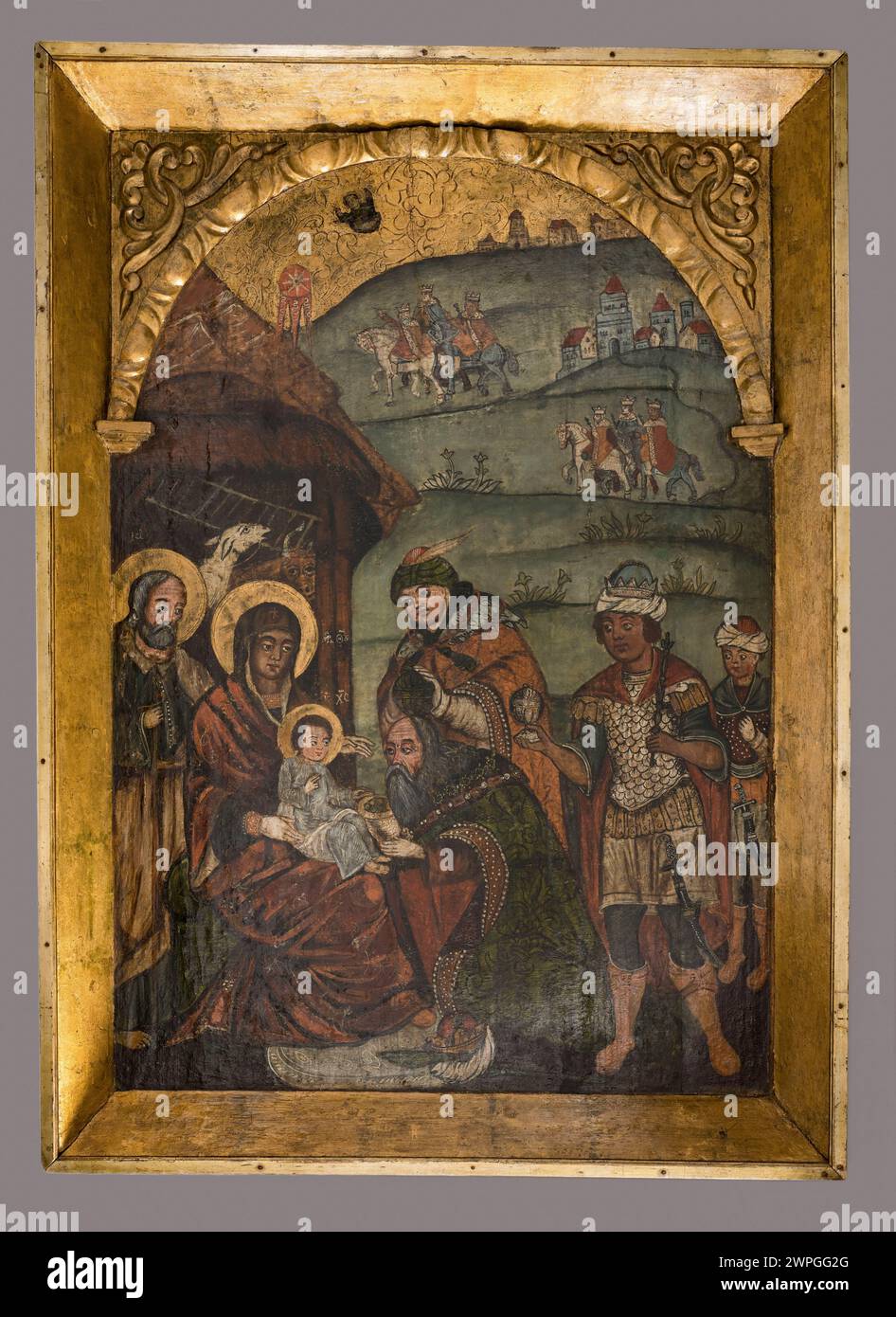 Icon depicting the Council of the Mother of God bowing to the three ...