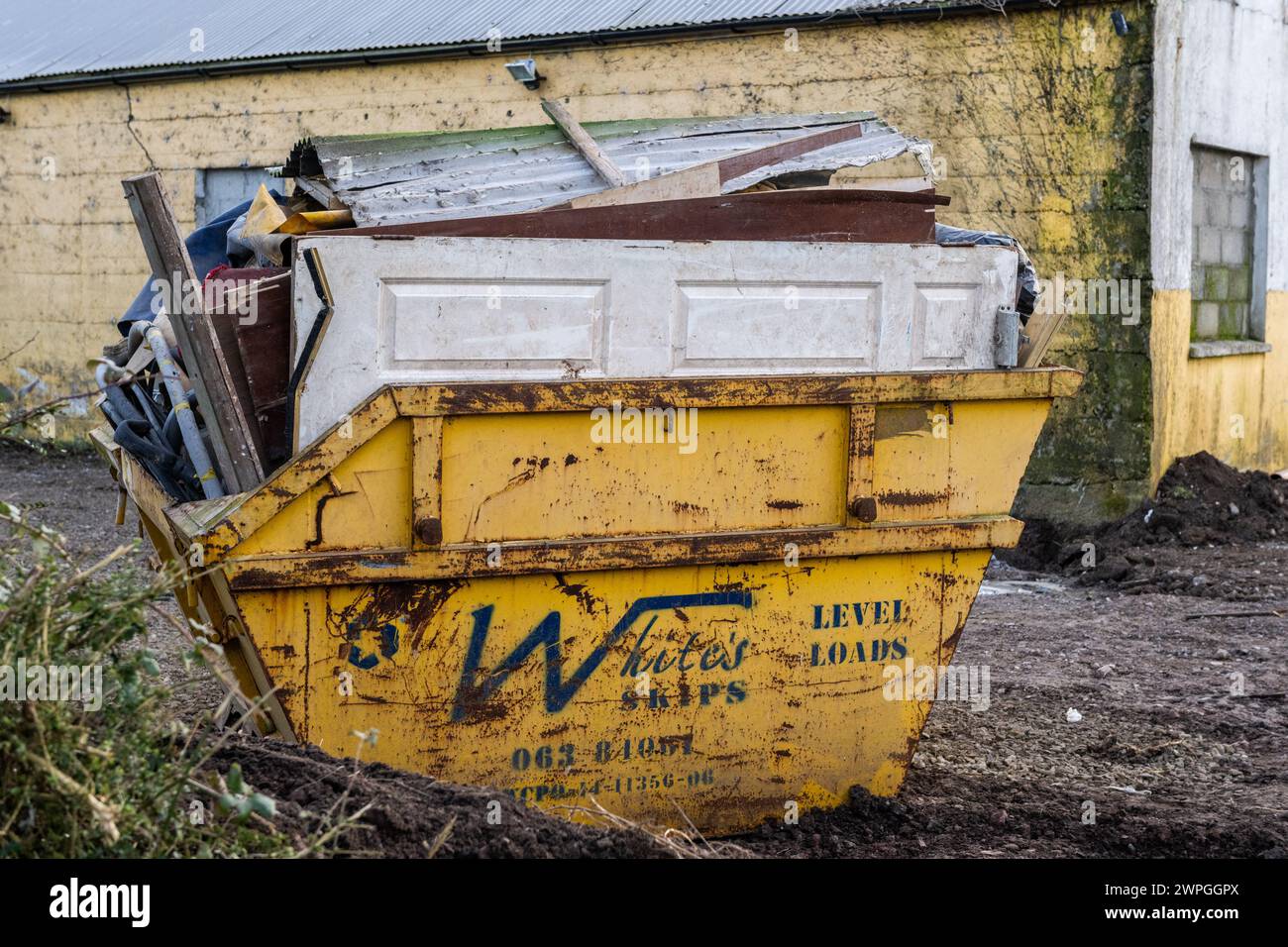 Skip full of builder's rubbish and waste, County Limerick, Ireland ...