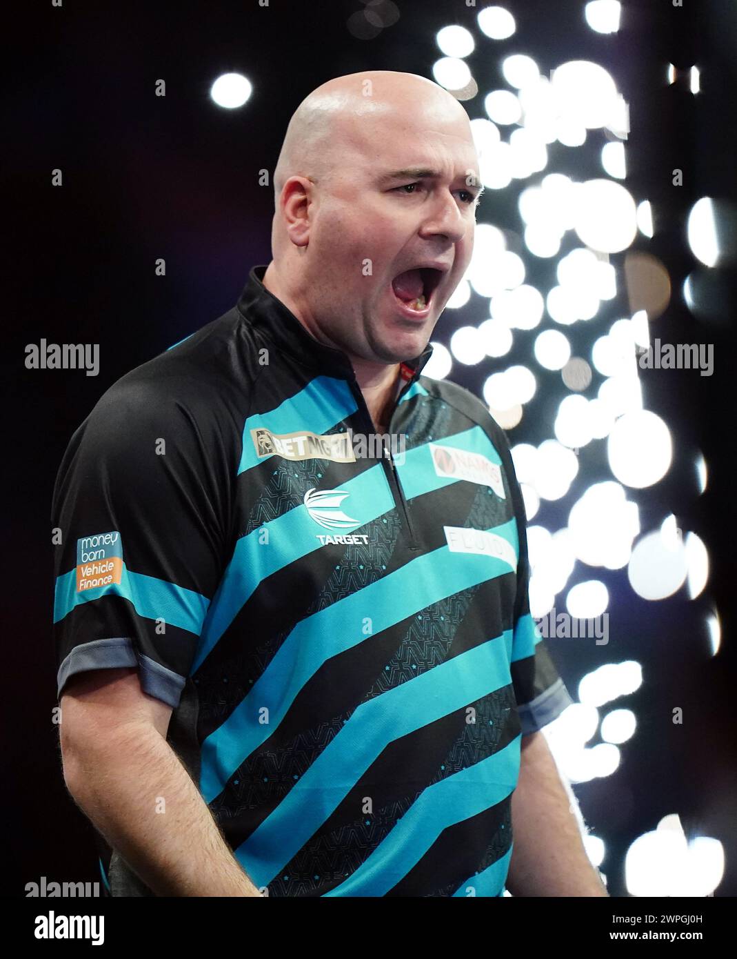 Rob Cross celebrates during his match against Michael van Gerwen (not ...