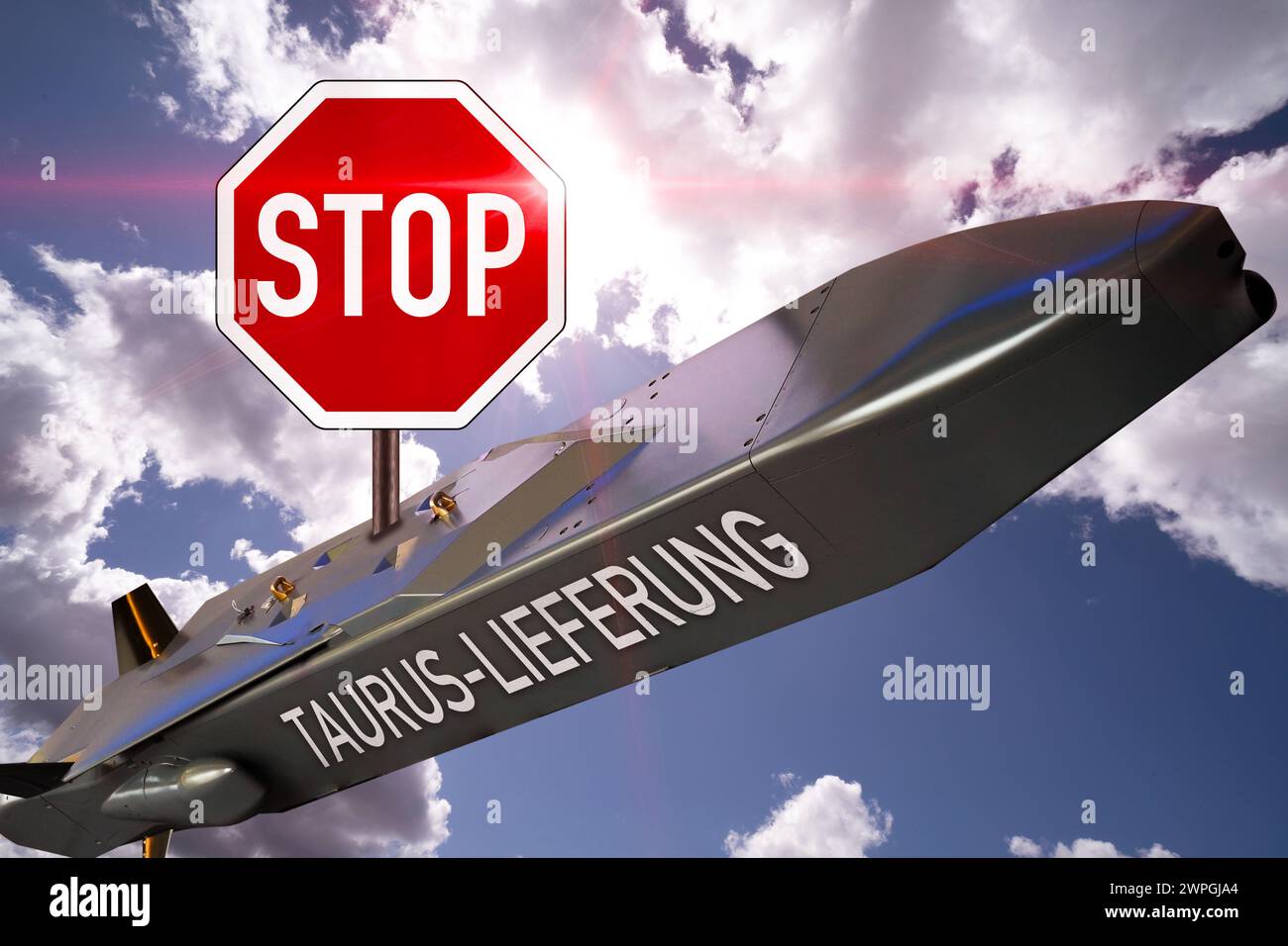 Germany - March 7, 2024: Stop sign on guided missile or cruise missile ...