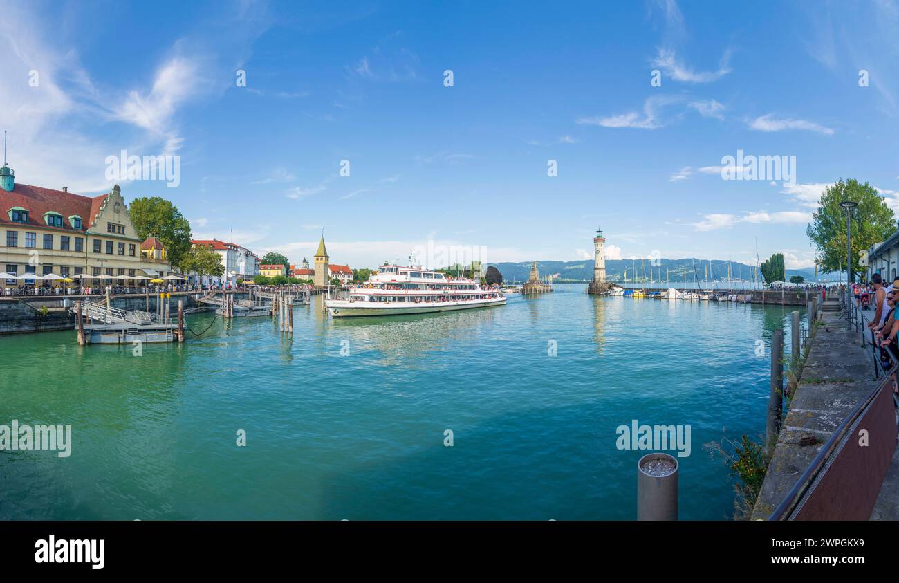 lake Bodensee Lake Constance, harbor, passenger ship, lighthouse ...