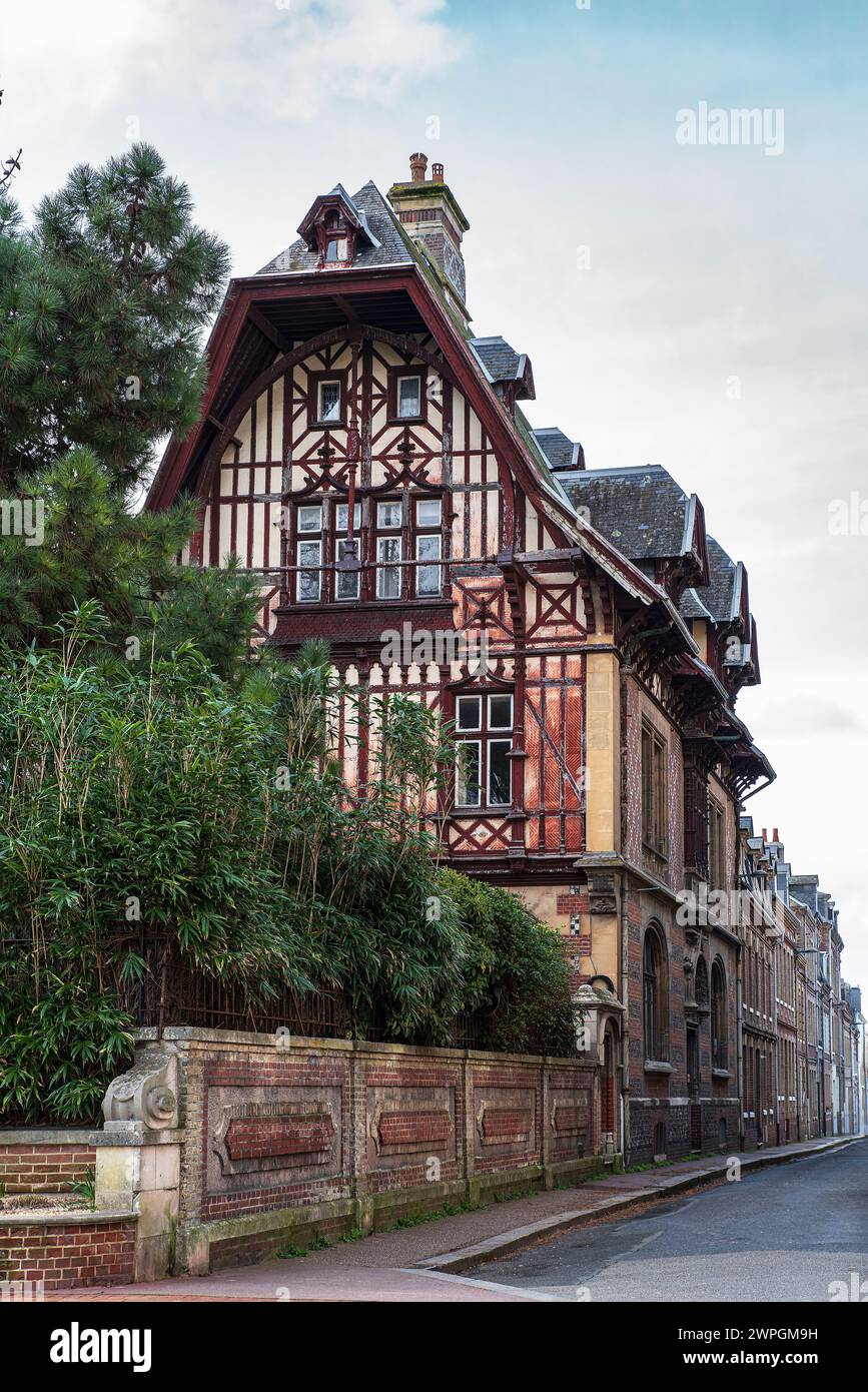 Architecture of an old half-timbered house from the Middle Ages in the ...