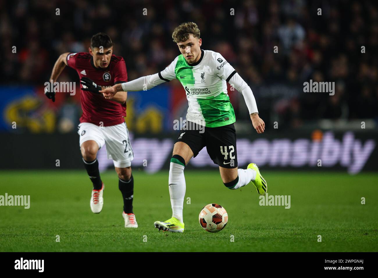 PRAGUE, CZECH REPUBLIC - 7th Mar 2024: Bobby Clark of Liverpool in ...