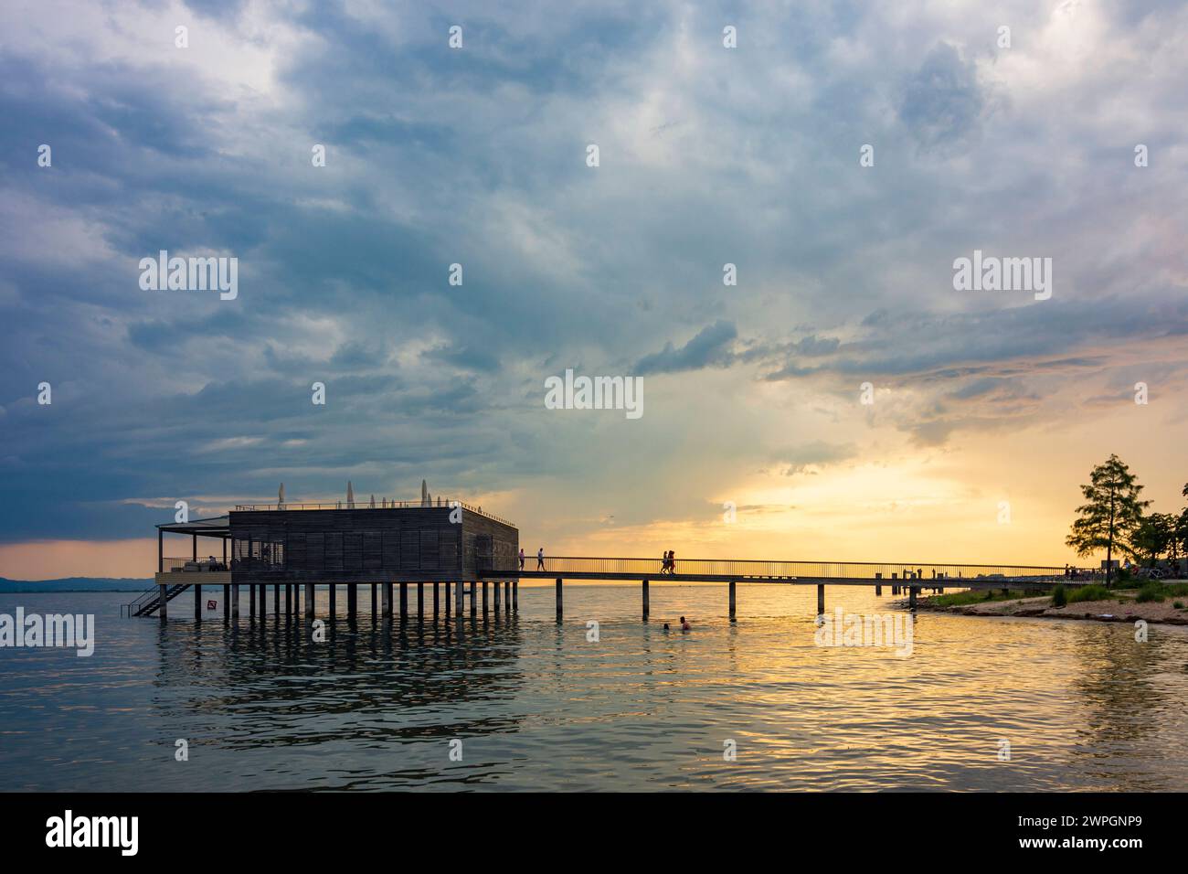 lake Bodensee Lake Constance, bathhouse of Seehotel am Kaiserstrand on ...