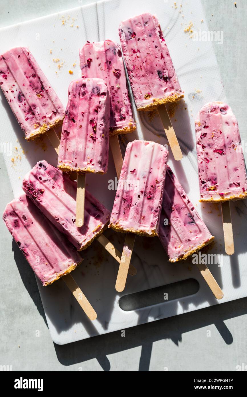 Several Homemade cherry yogurt pops in bright sunlight Stock Photo - Alamy Several Homemade cherry yogurt pops in bright sunlight Stock Photo - Alamy