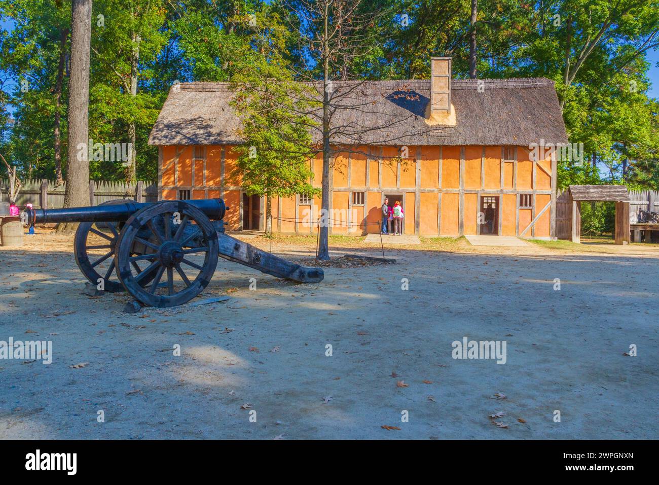Cannon at Jamestown Settlement living history museum in the Colonial ...