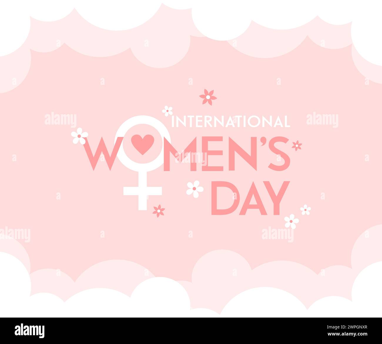 Pastel pink International Women's Day poster with Venus sign, flowers ...