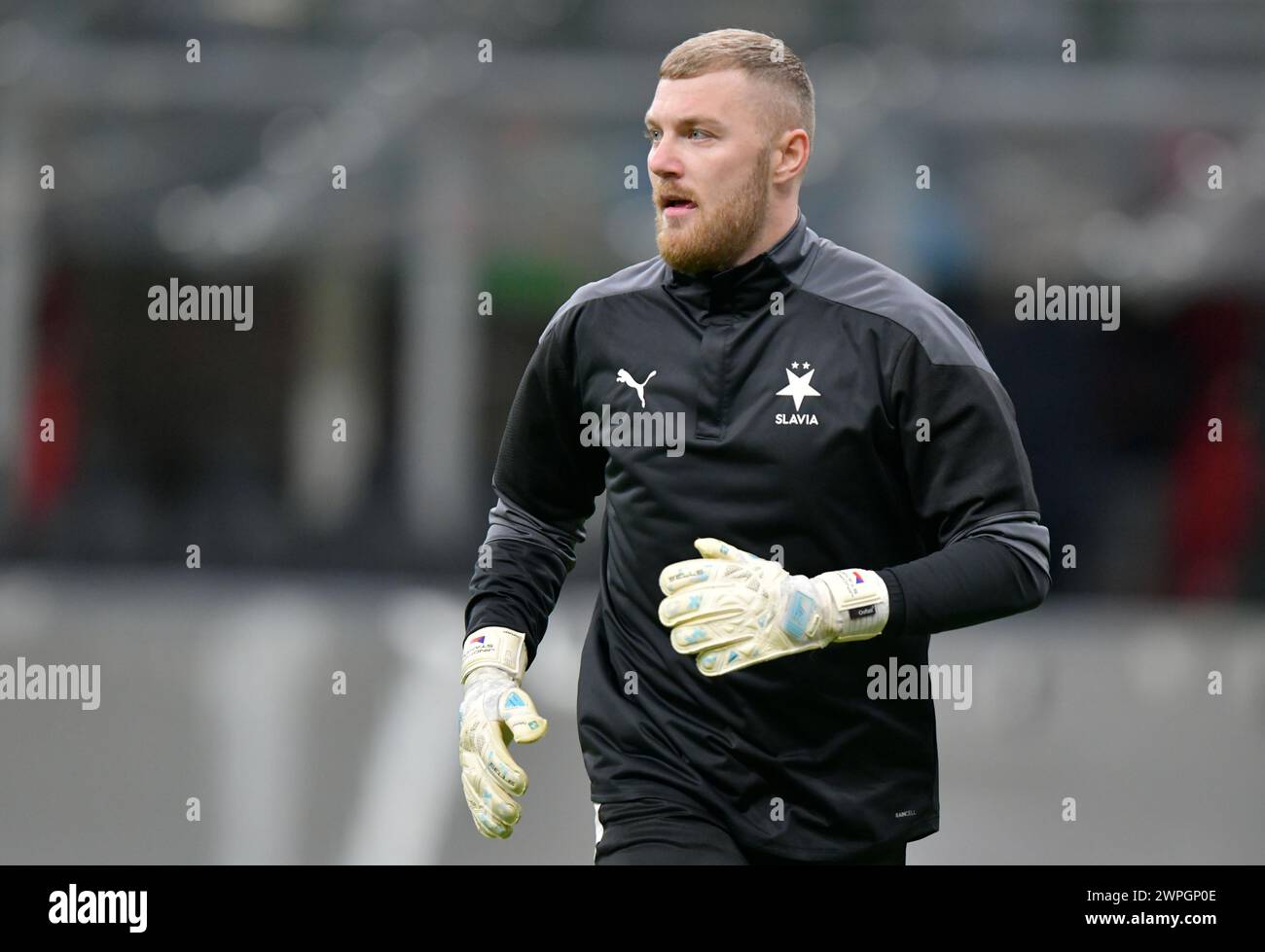 Milano, Italy. 07th, March 2024. Goalkeeper Jindrich Stanek of Slavia ...