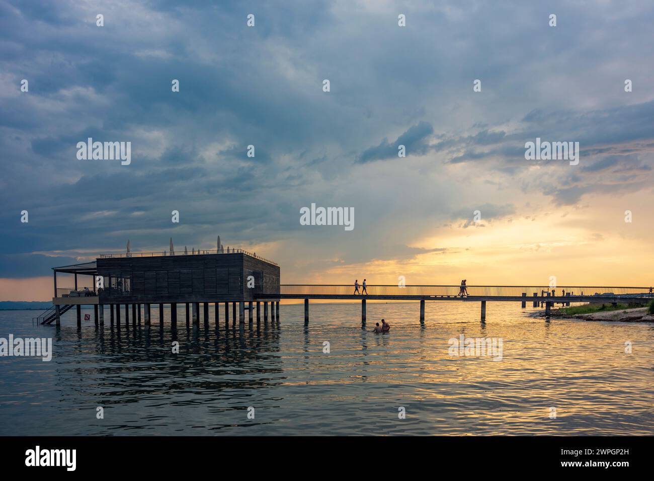 lake Bodensee Lake Constance, bathhouse of Seehotel am Kaiserstrand on ...