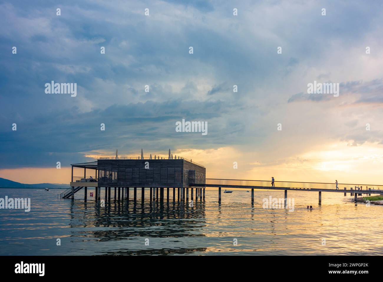 lake Bodensee Lake Constance, bathhouse of Seehotel am Kaiserstrand on ...