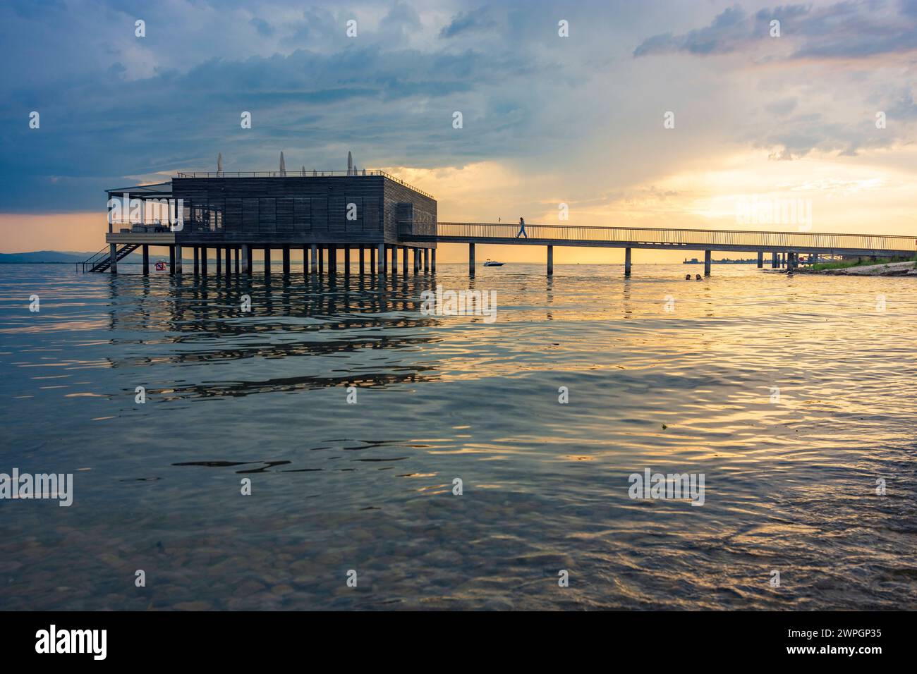 lake Bodensee Lake Constance, bathhouse of Seehotel am Kaiserstrand on ...