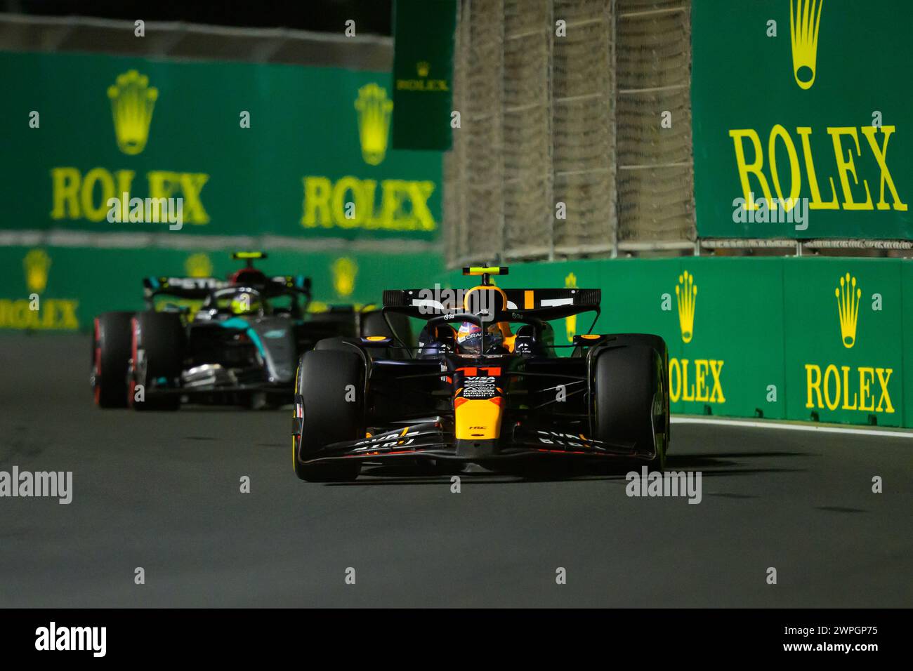 Jeddah, Saudi Arabia. 7th March 2024. Sergio Perez of Oracle Red Bull Racing During FP2. AHMAD ...