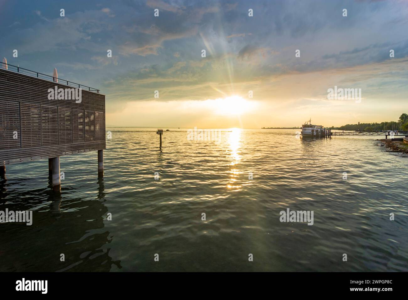 lake Bodensee Lake Constance, bathhouse of Seehotel am Kaiserstrand on ...