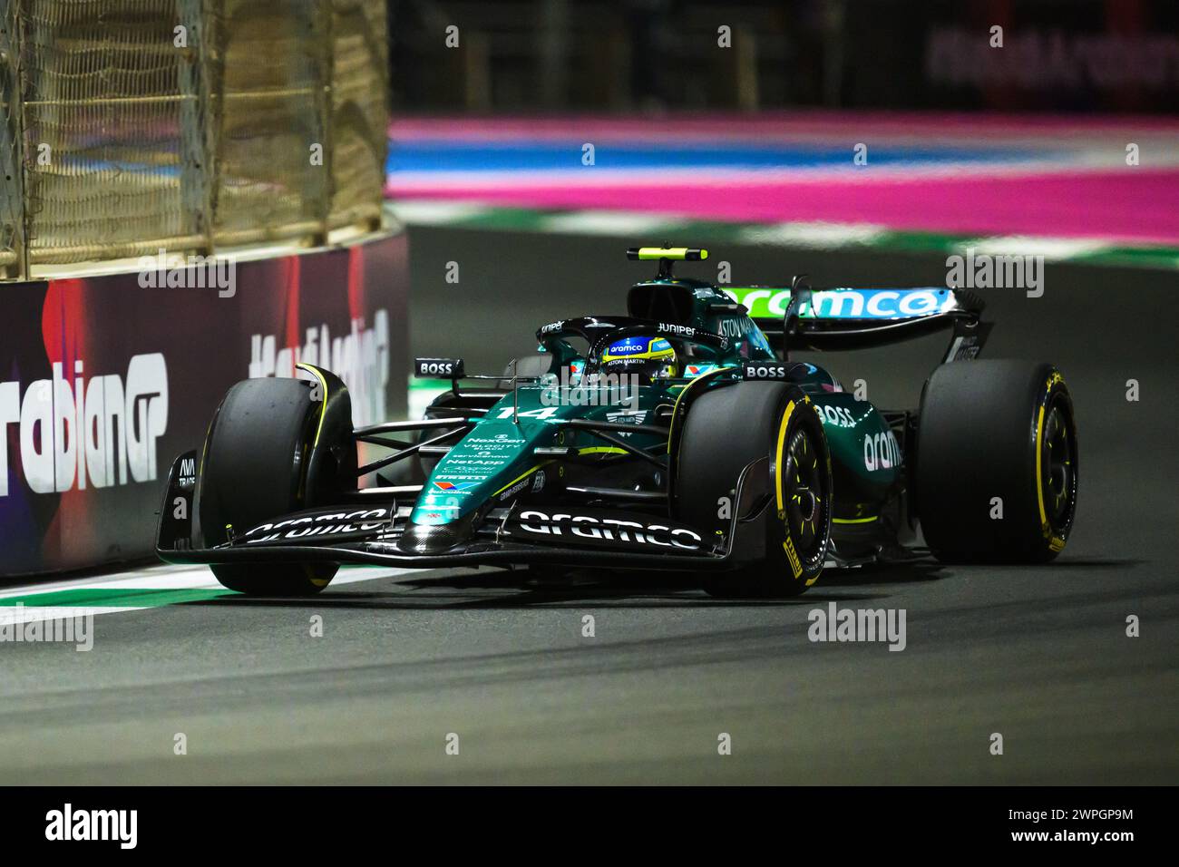 Jeddah, Saudi Arabia. 7th March 2024. Fernando Alonso of Aston Martin Aramco F1 Team During FP2 ...