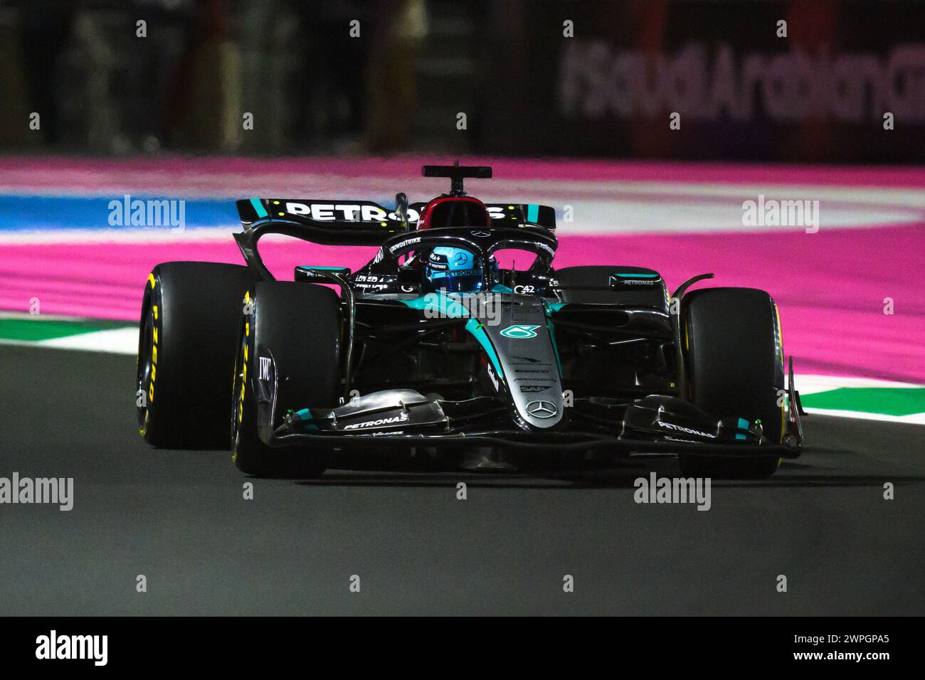 Jeddah, Saudi Arabia. 7th March 2024. George Russell of Mercedes-AMG Petronas F1 Team During FP2 ...