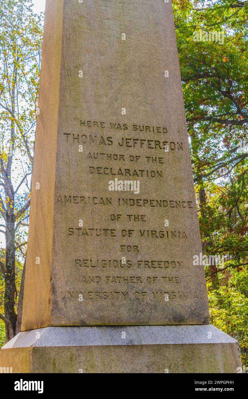 Monticello Cemetery and Graveyard, with Thomas Jefferson's grave along with other Jefferson ...