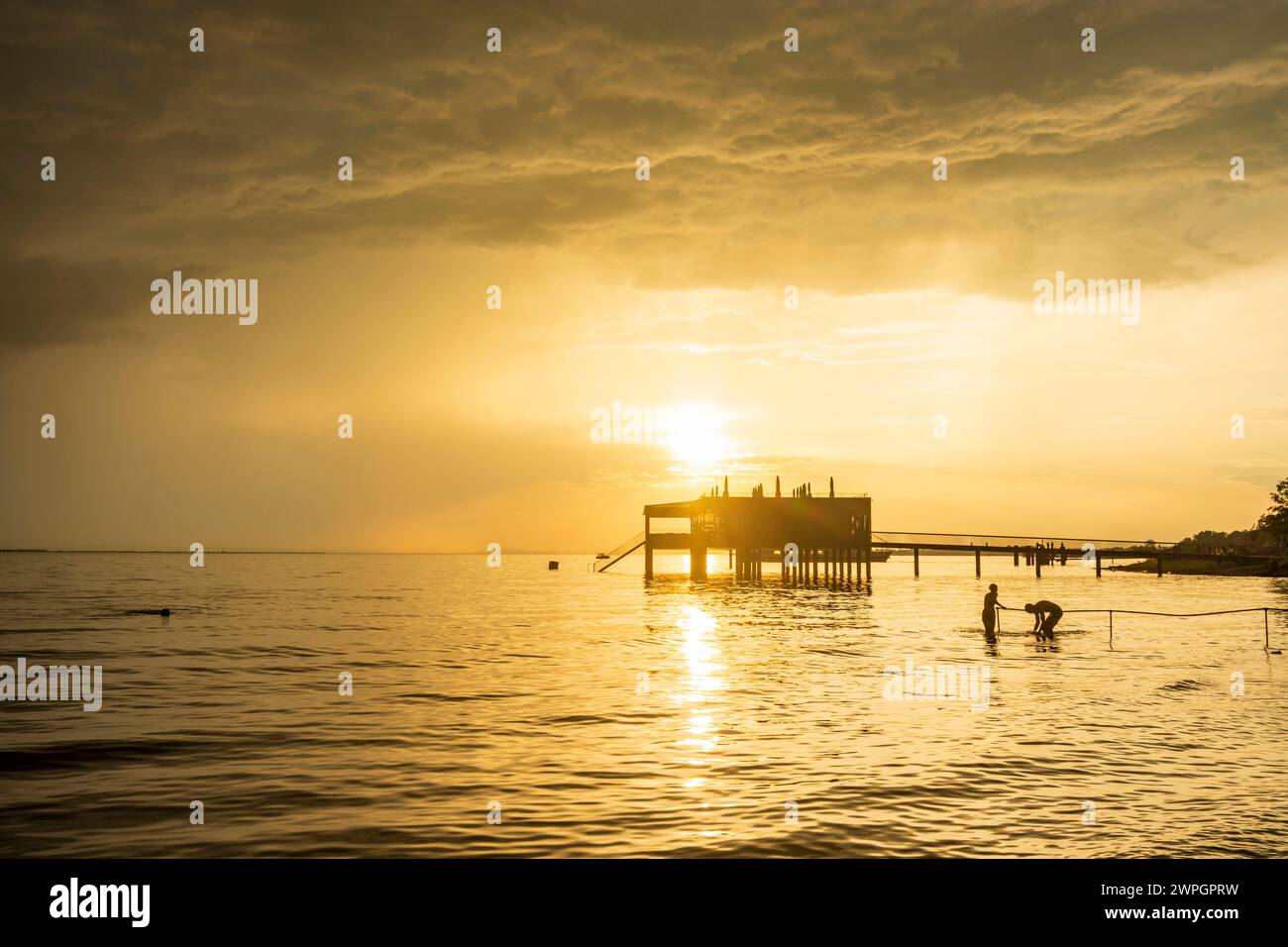 lake Bodensee Lake Constance, bathhouse of Seehotel am Kaiserstrand on ...