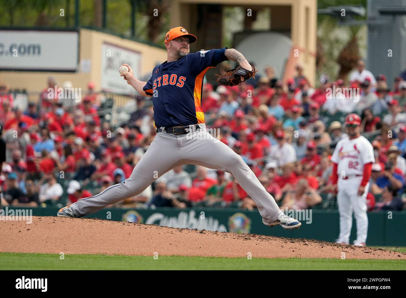 Houston Astros pitcher Ryan Pressly throws during the fourth inning of ...