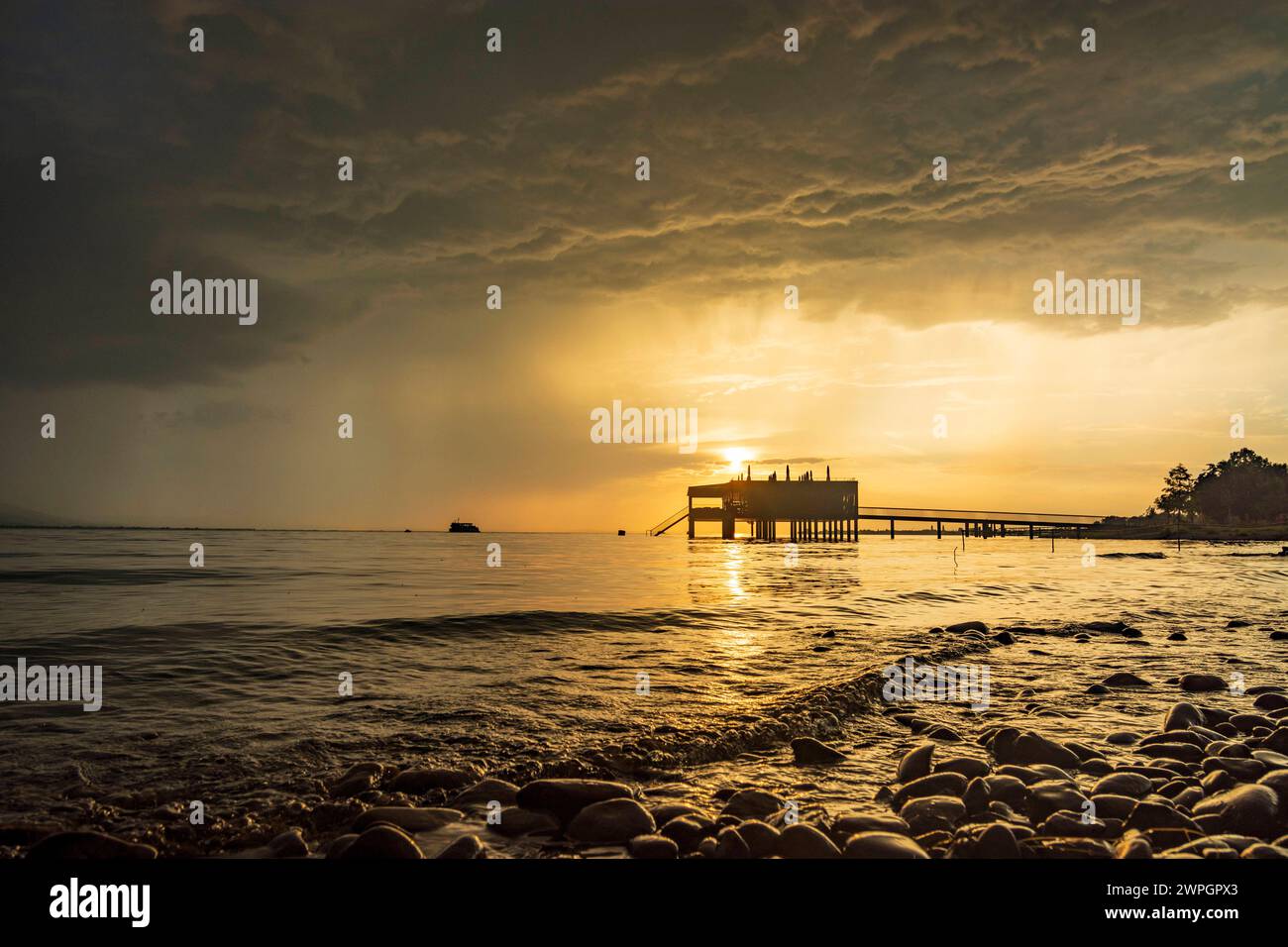 lake Bodensee Lake Constance, bathhouse of Seehotel am Kaiserstrand on ...