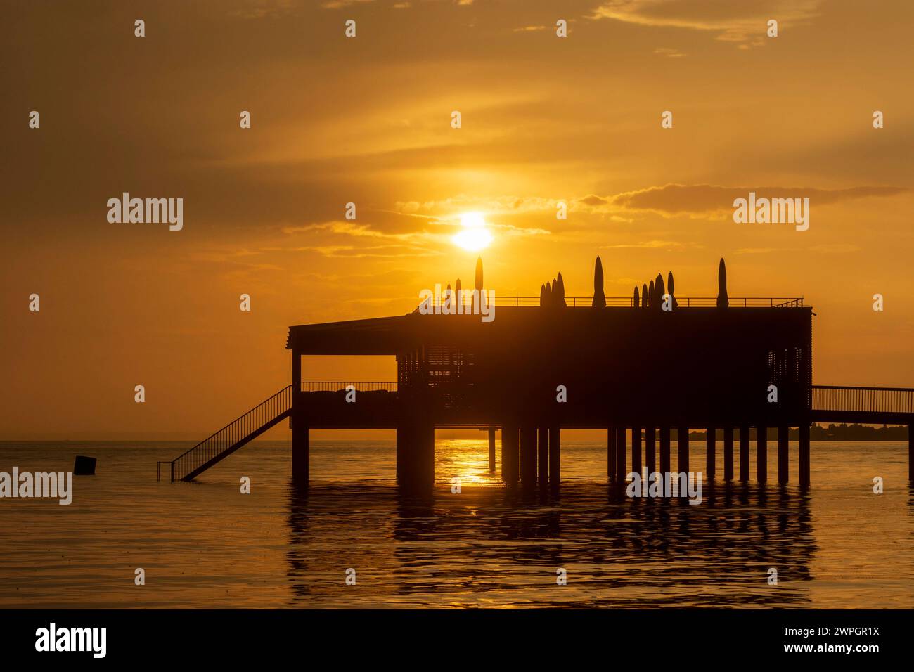 lake Bodensee Lake Constance, bathhouse of Seehotel am Kaiserstrand on ...