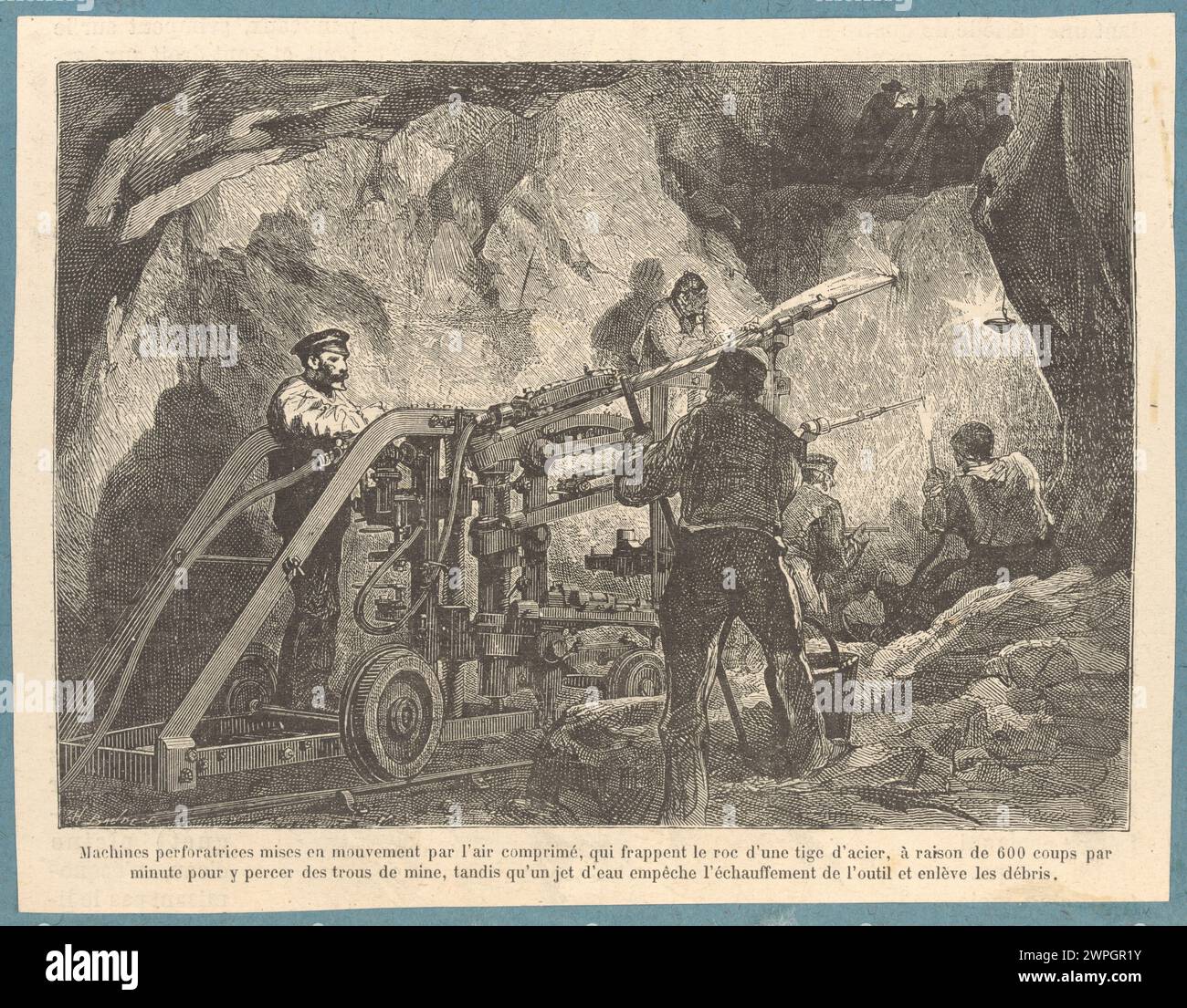 Illustration by H. Balde from 1880-1900 showing miners working inside a ...