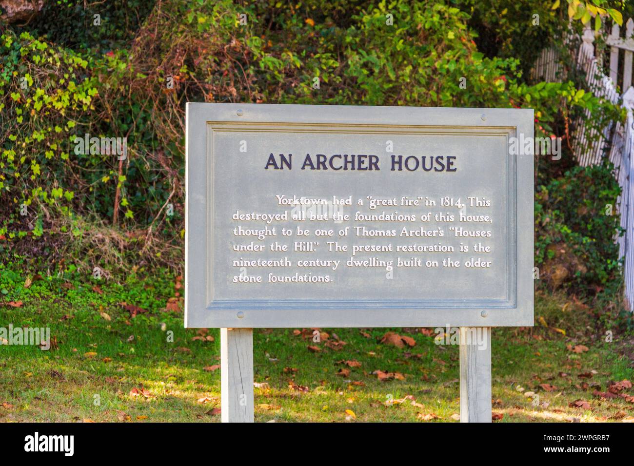 Sign at historic Yorktown in the Colonial National Historical Park in ...
