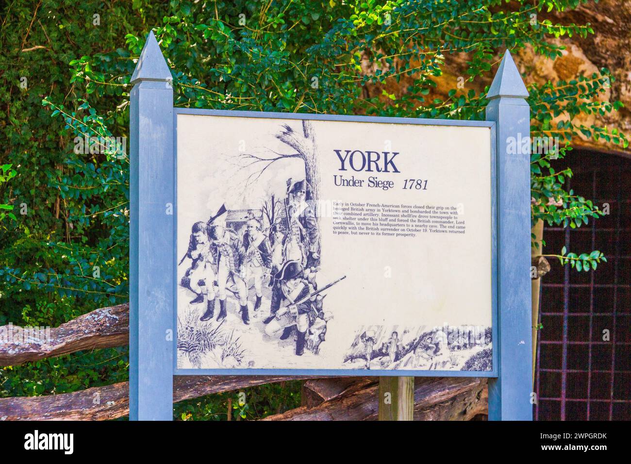 Sign at historic Yorktown in the Colonial National Historical Park in ...