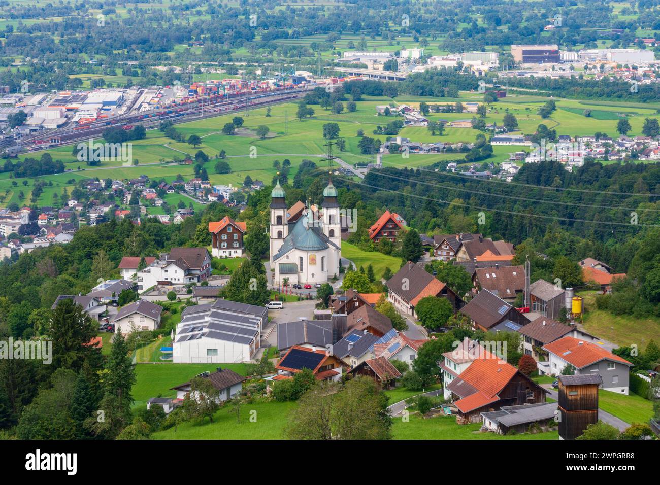 pilgrimage church Bildstein, railway freight yard Wolfort Terminal ...