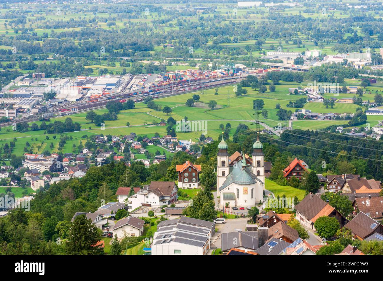 pilgrimage church Bildstein, railway freight yard Wolfort Terminal ...