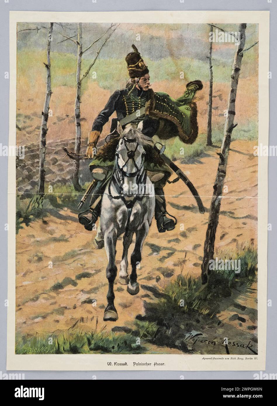 Depicts a Polish hussar by Wojciech Kossak in watercolor, published ...
