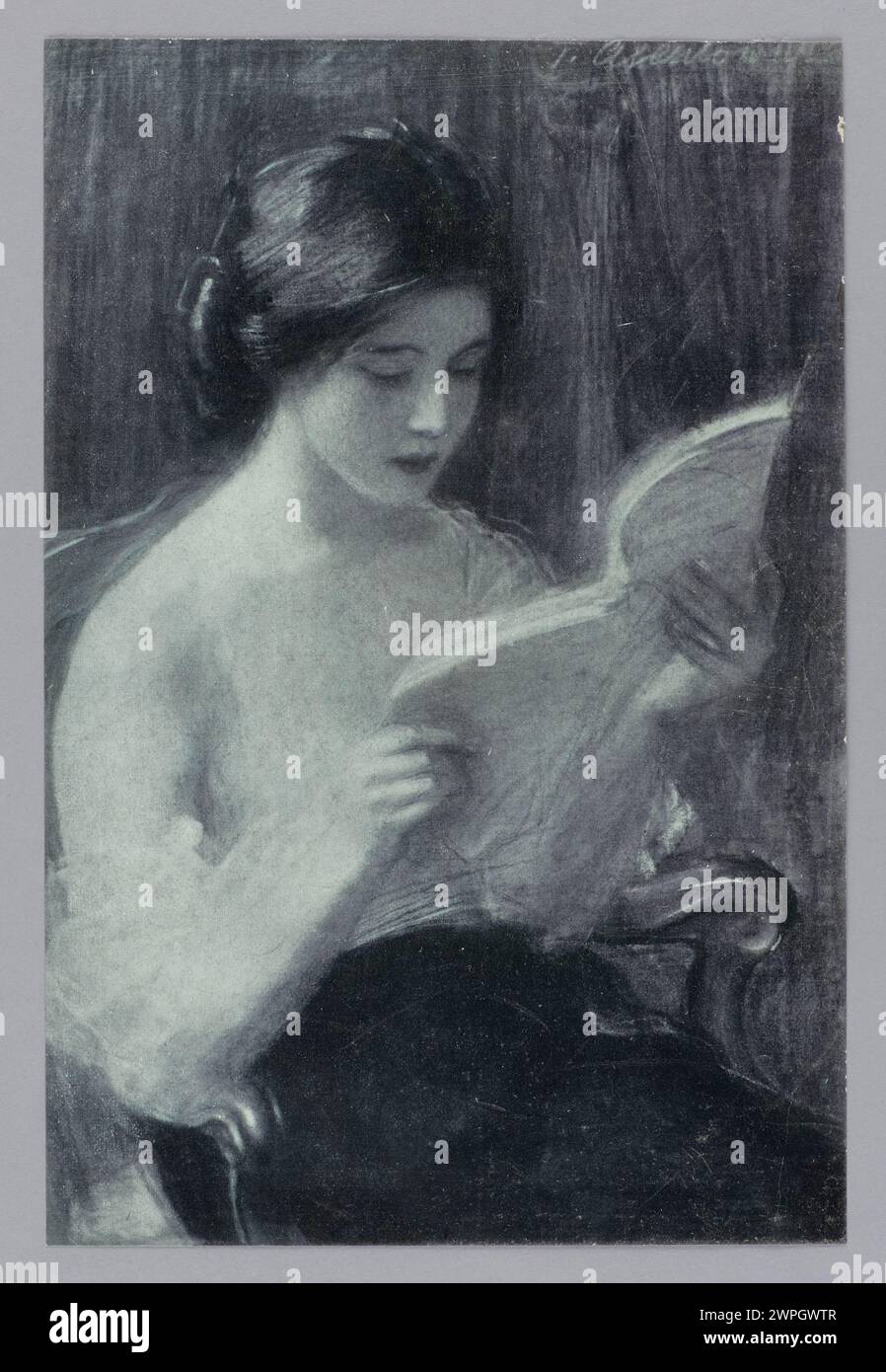 This reproduction by Teodor Axentowicz depicts a male figure reading ...