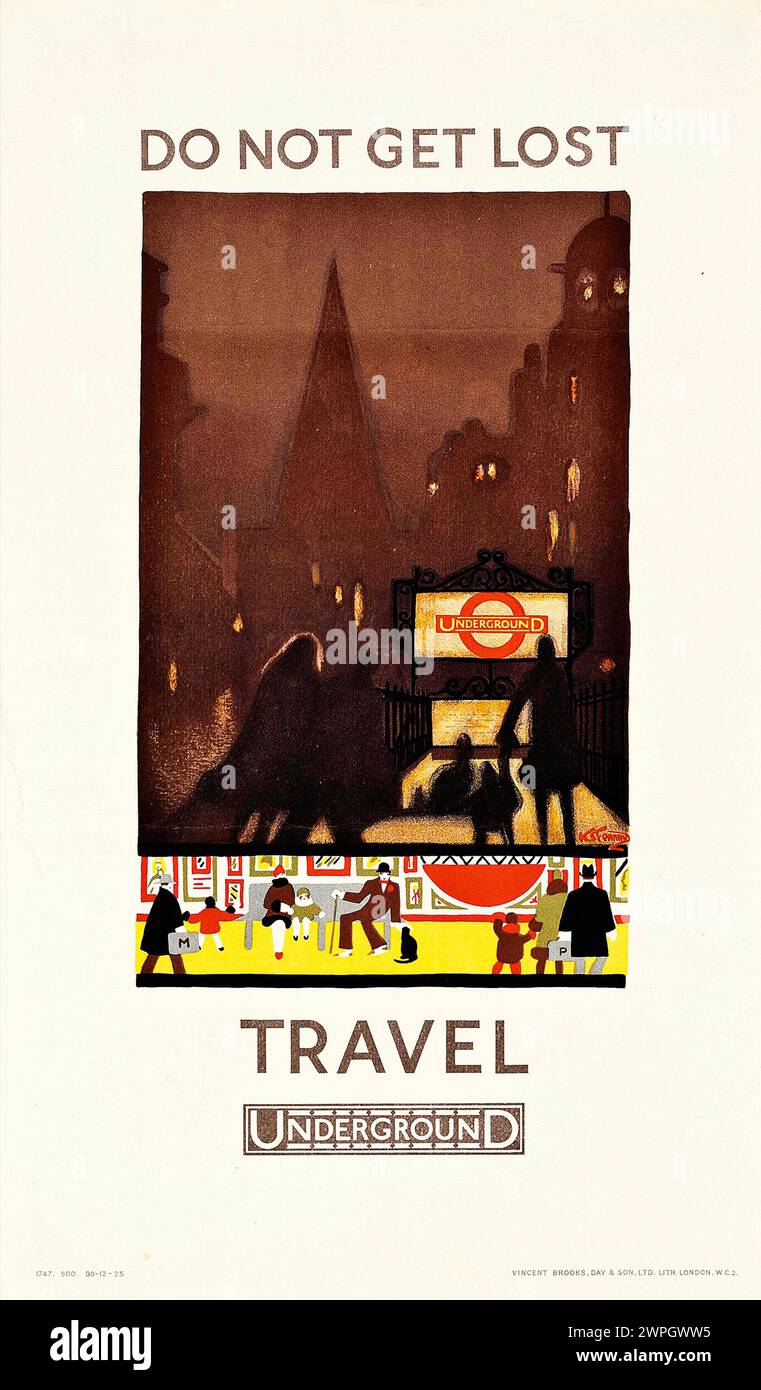 Vintage london underground travel poster 1920s hi-res stock photography ...
