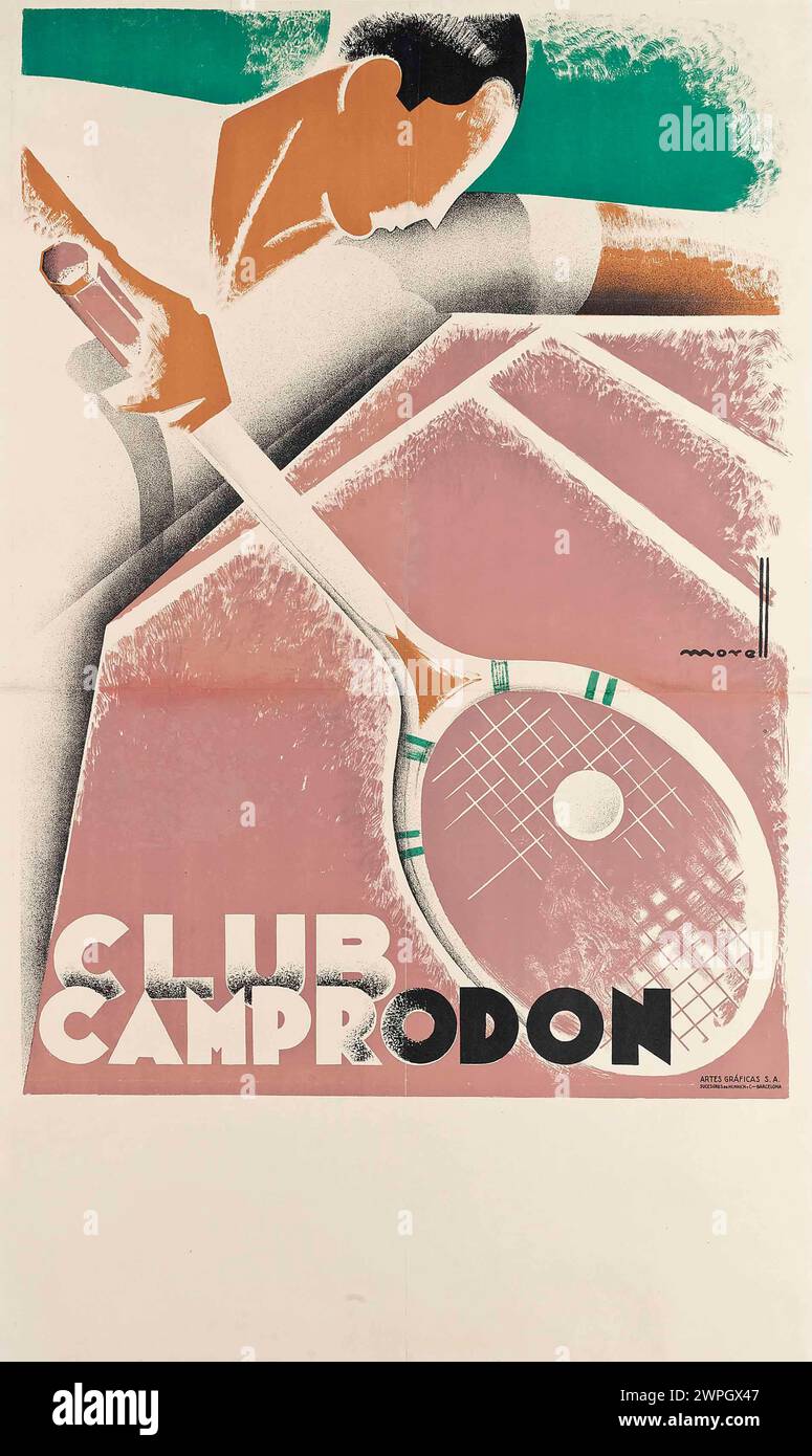 Vintage Sports Advertizing Poster for Club Camprodon, Tennis Club. Jose ...