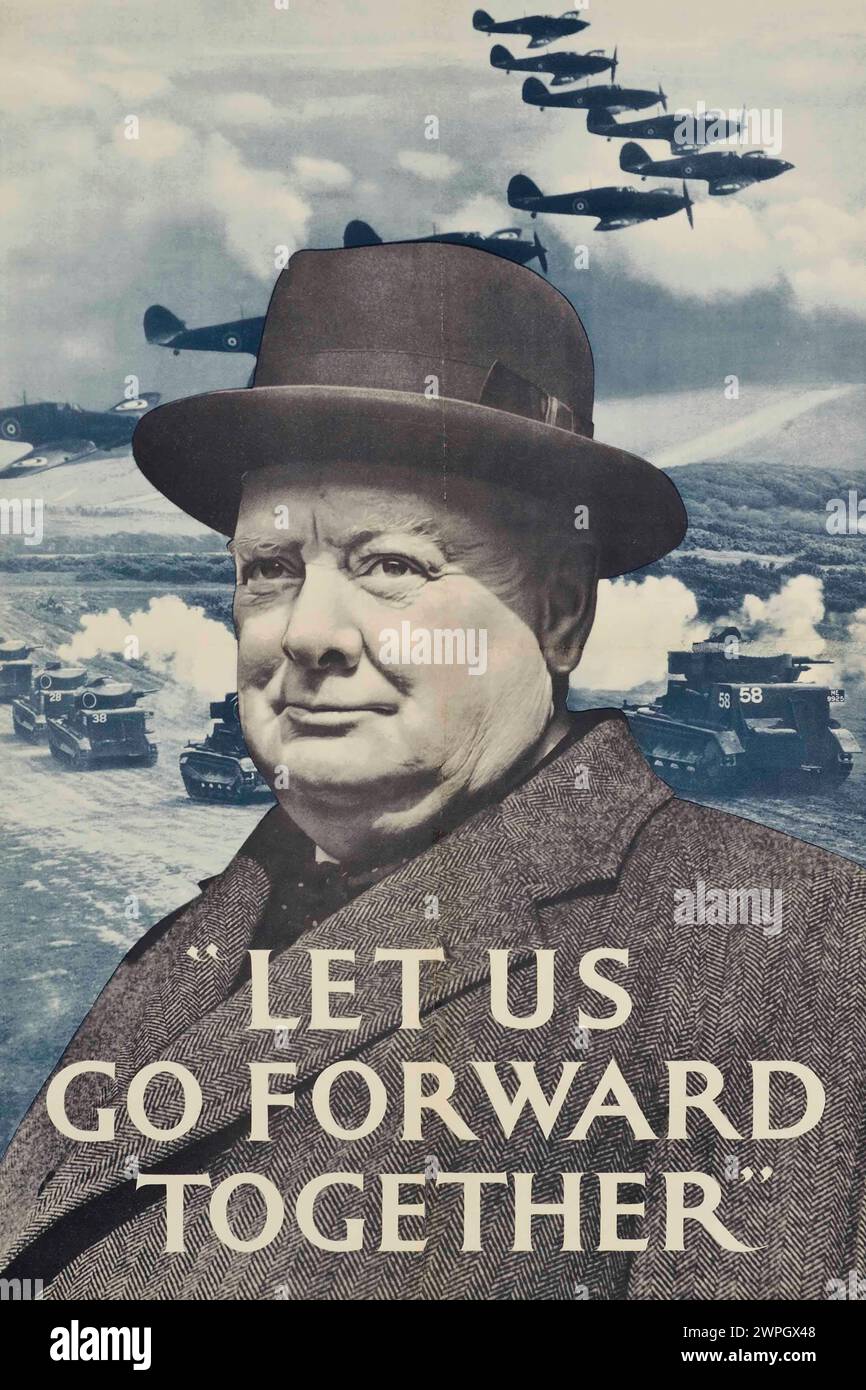 Vintage War Propaganda Poster for UK Government. "Let Us Go Forward ...
