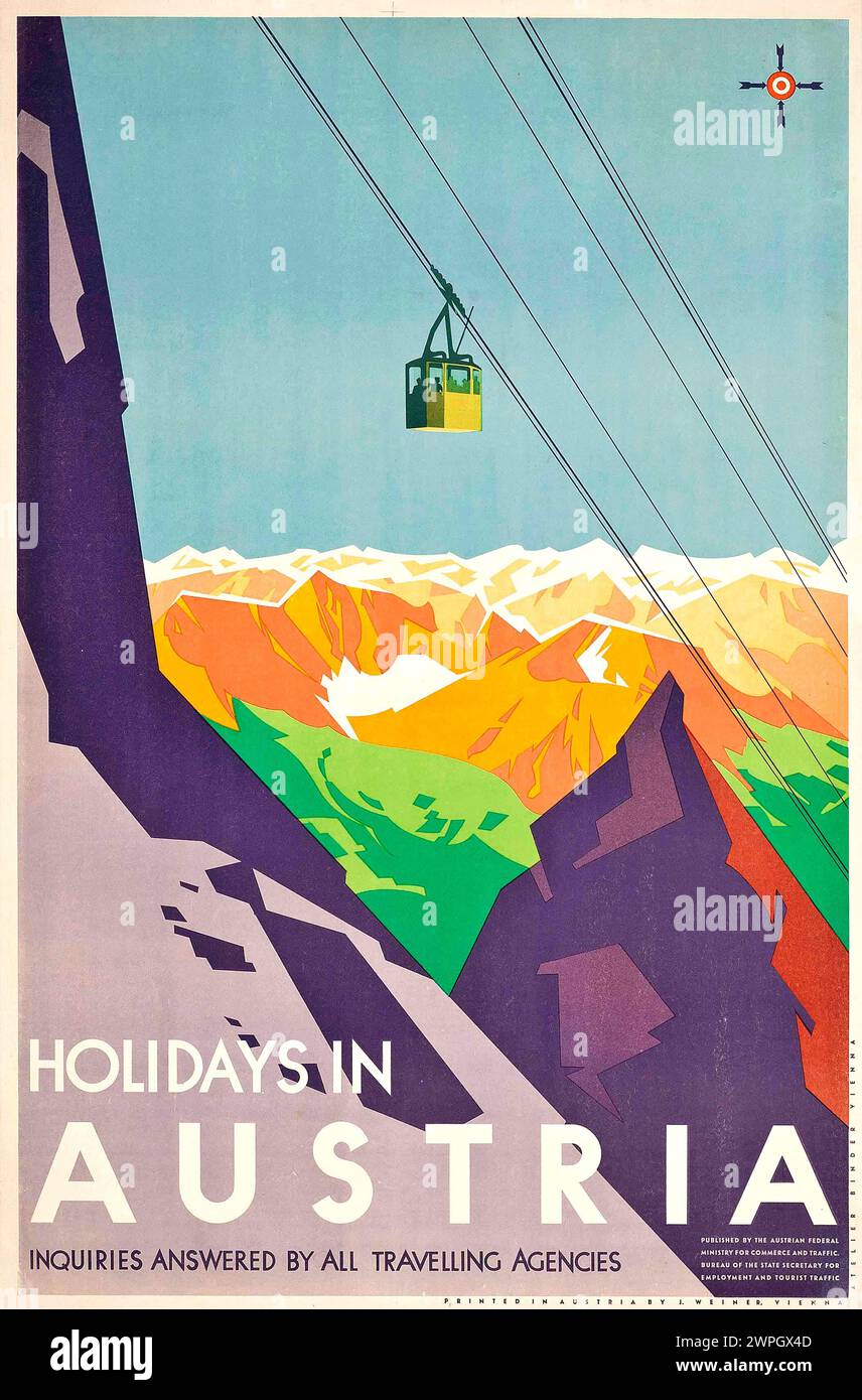 Vintage Travel Poster for Austria by Atelier Binder 1930s (French ...
