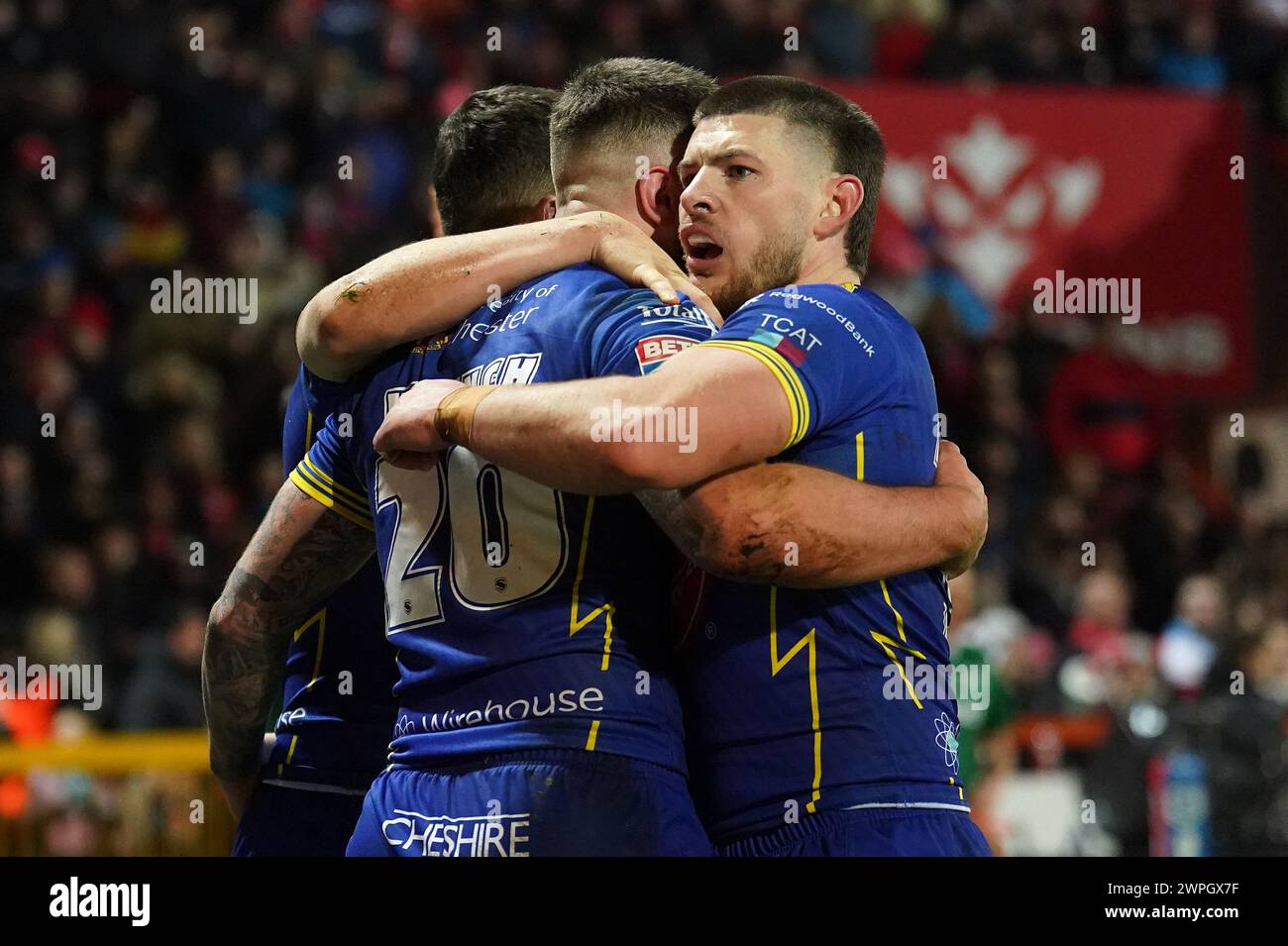 Warrington Wolves' Connor Wrench (20) celebrates with team-mates after ...
