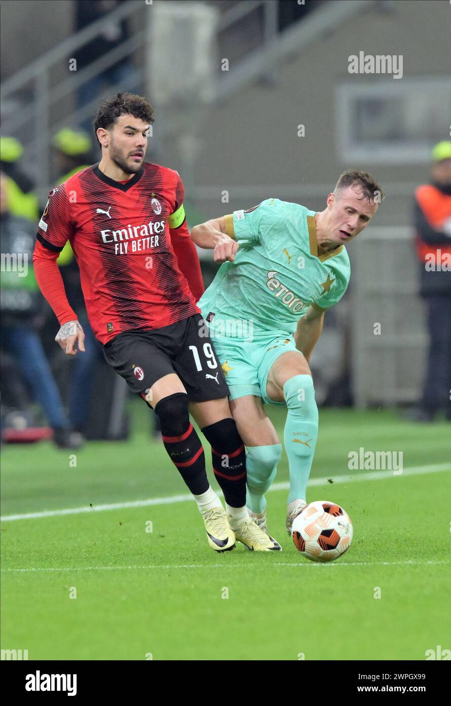 Milano, Italy. 07th, March 2024. Theo Hernandez (19) of AC Milan seen ...