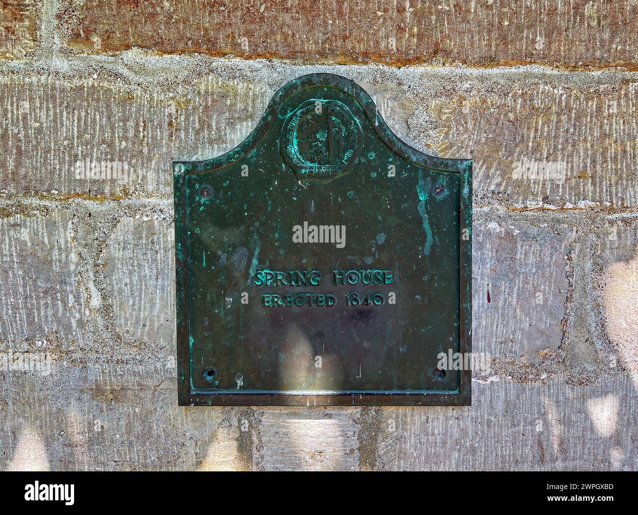 1800 Historic Spring House Sign in Spring Mill State Park Stock Photo ...